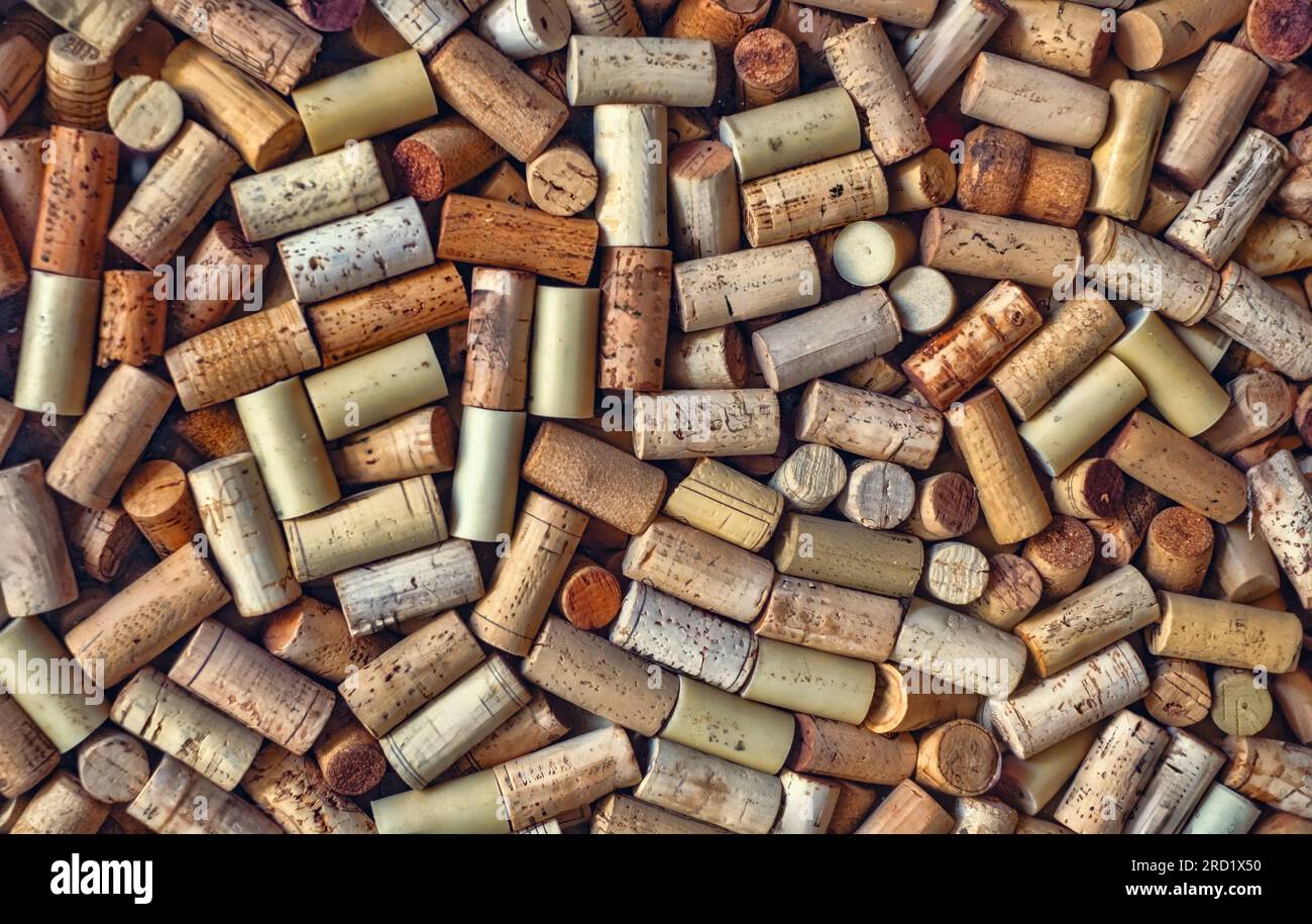 Background of Various Old Used corks plugs from various types of wine ...