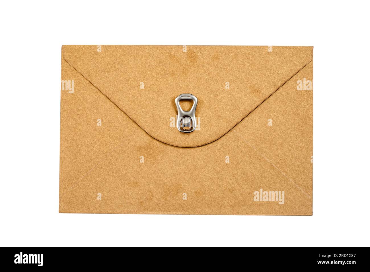 brown vintage paper envelope with old metallic soda Can ring pull ...