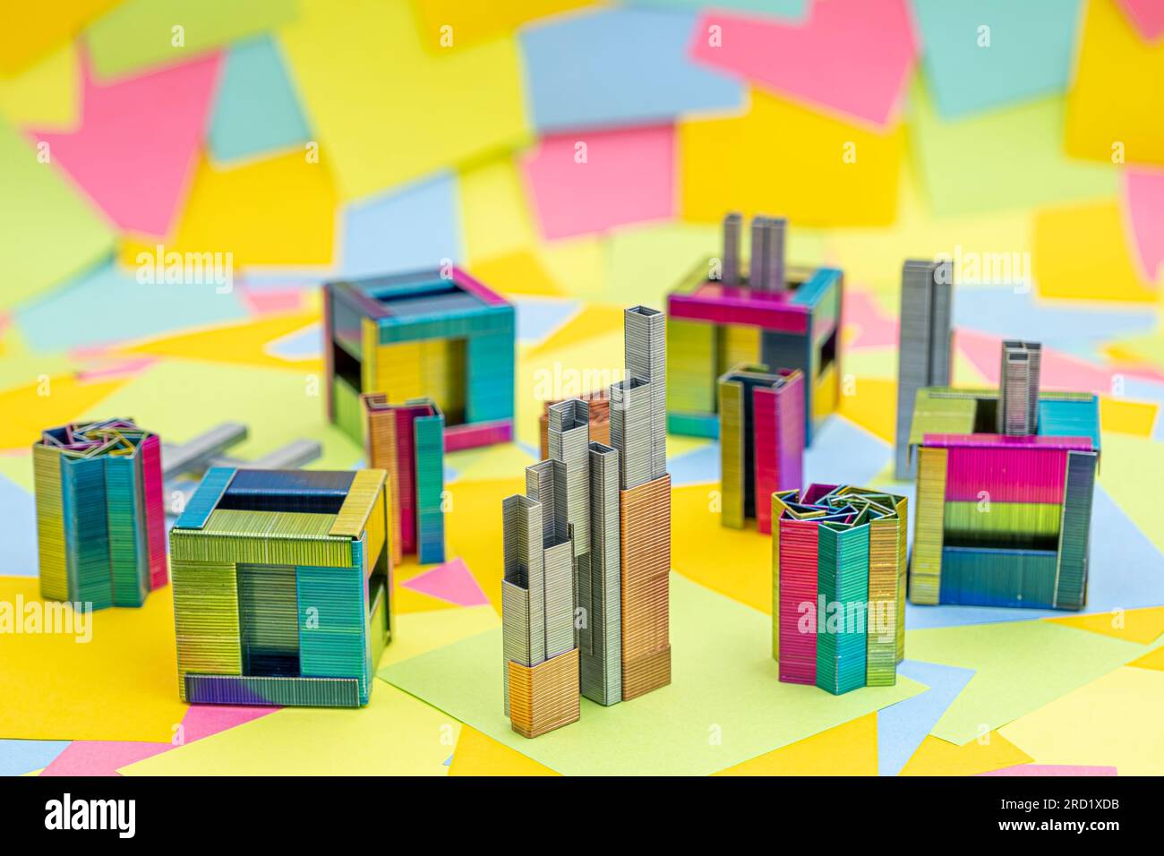 creativity to make staples in different forms with a background of ...