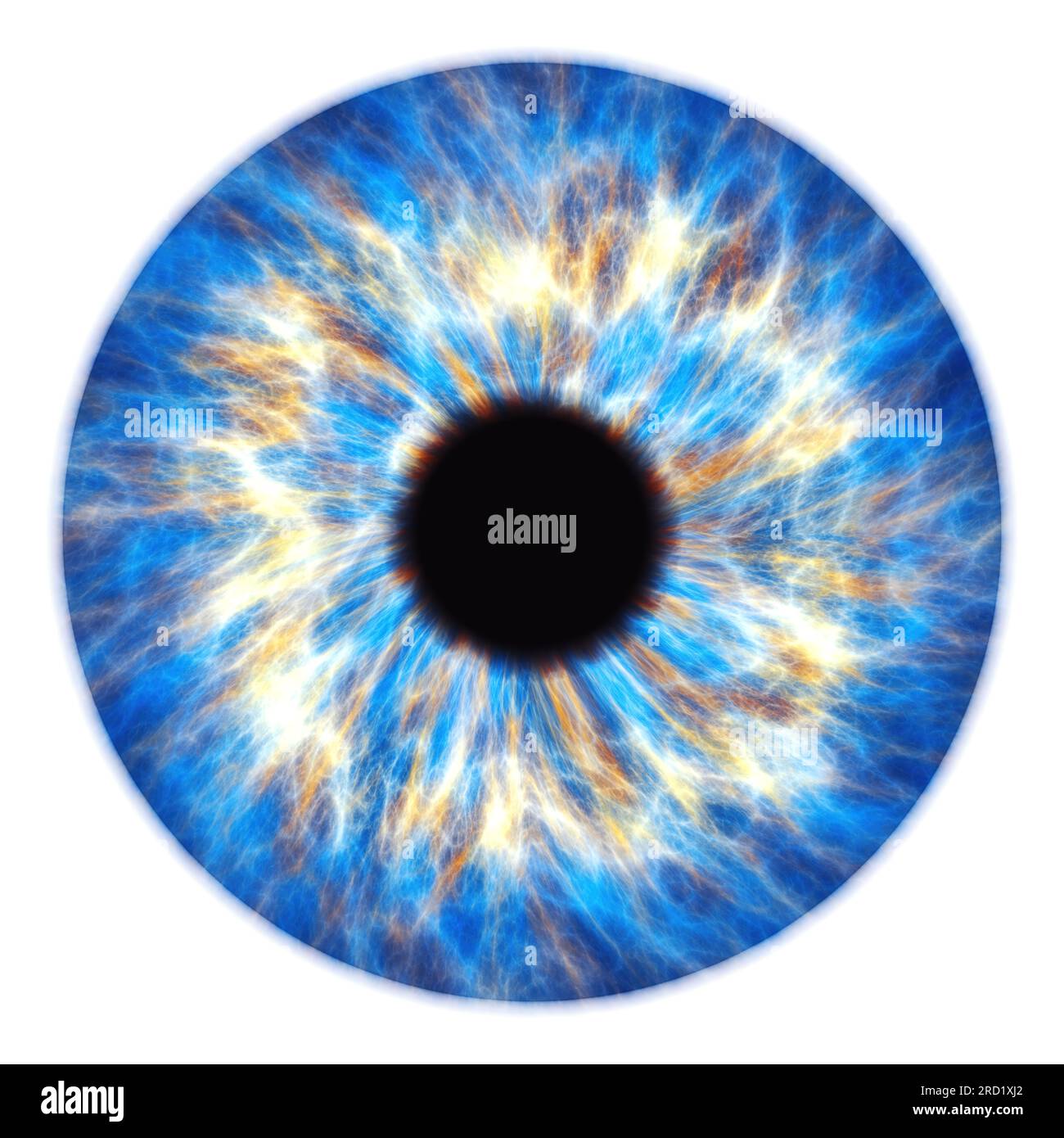 Illustration of a human blue and orange iris. Digital artwork creative ...