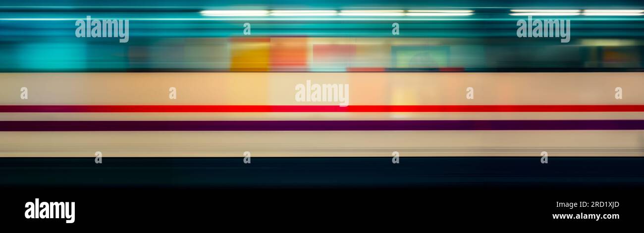 Motion blur of high speed train in subway Stock Photo - Alamy