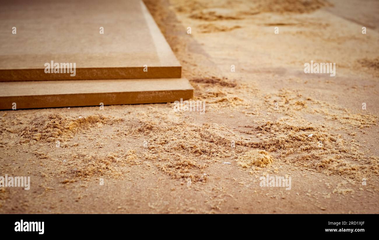 MDF chipboard with sawdust Stock Photo - Alamy