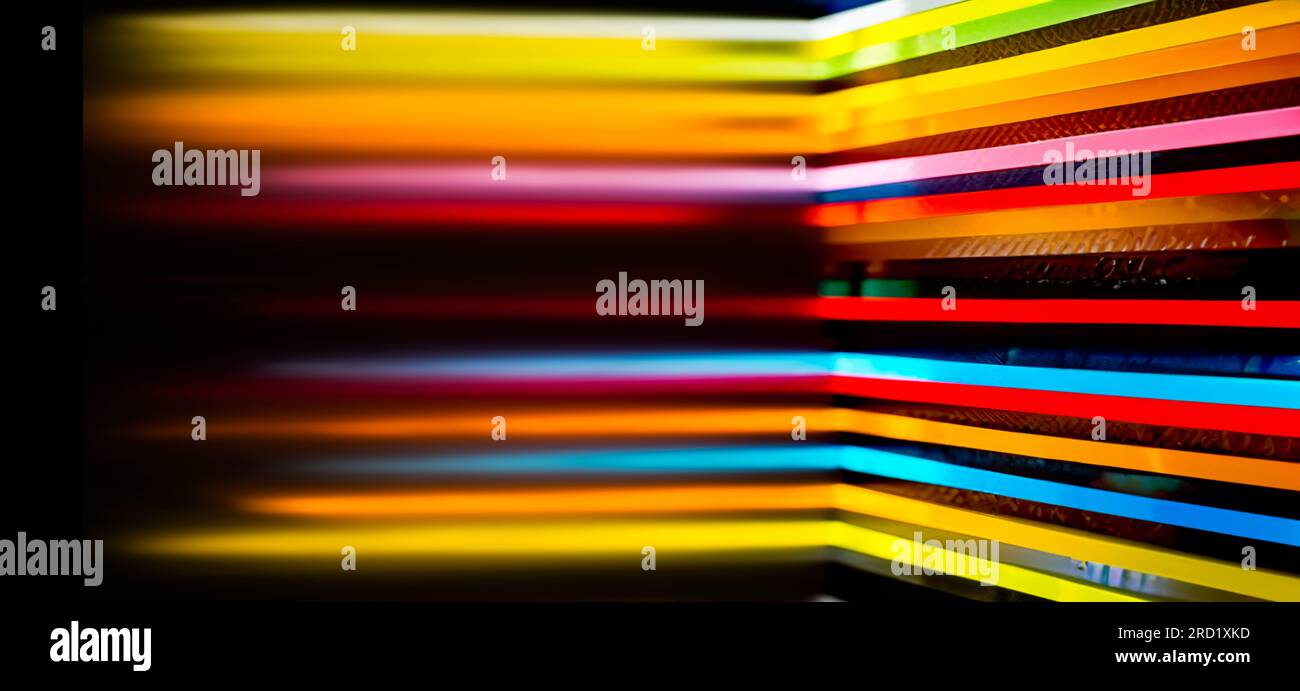 light through Stack of different colours Cast Acrylic Sheet on black ...