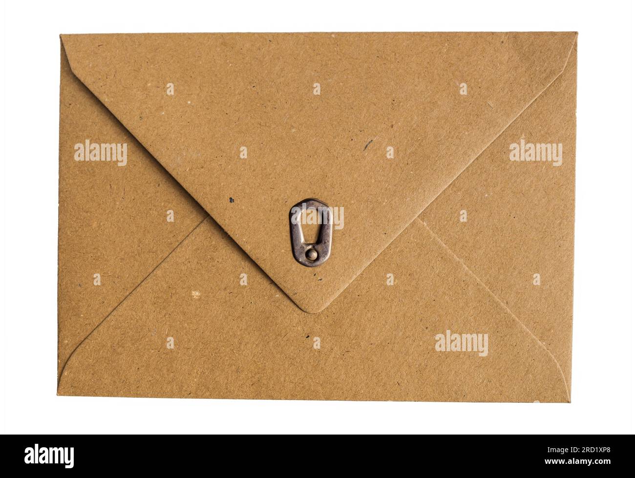 Old crumpled envelope with old metallic soda Can ring pull i on white ...