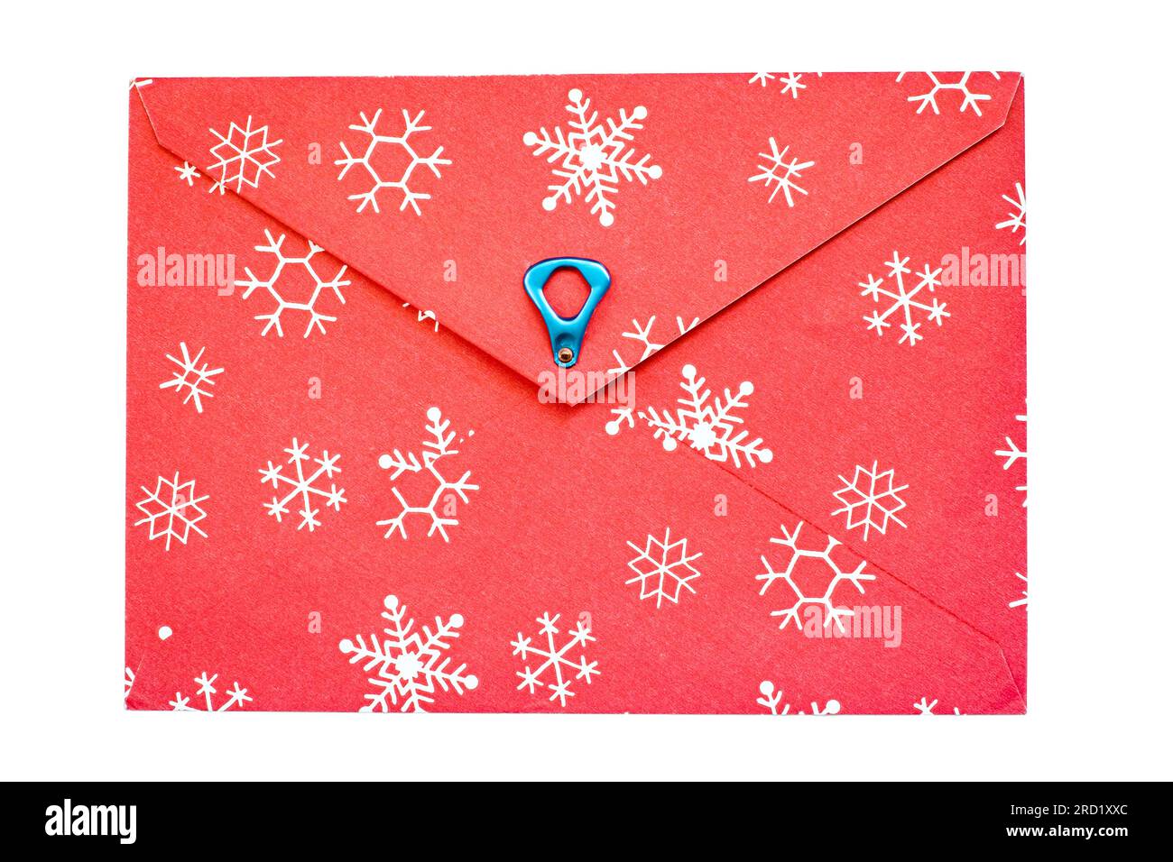 red vintage paper envelope with old metallic soda Can ring pull and ...