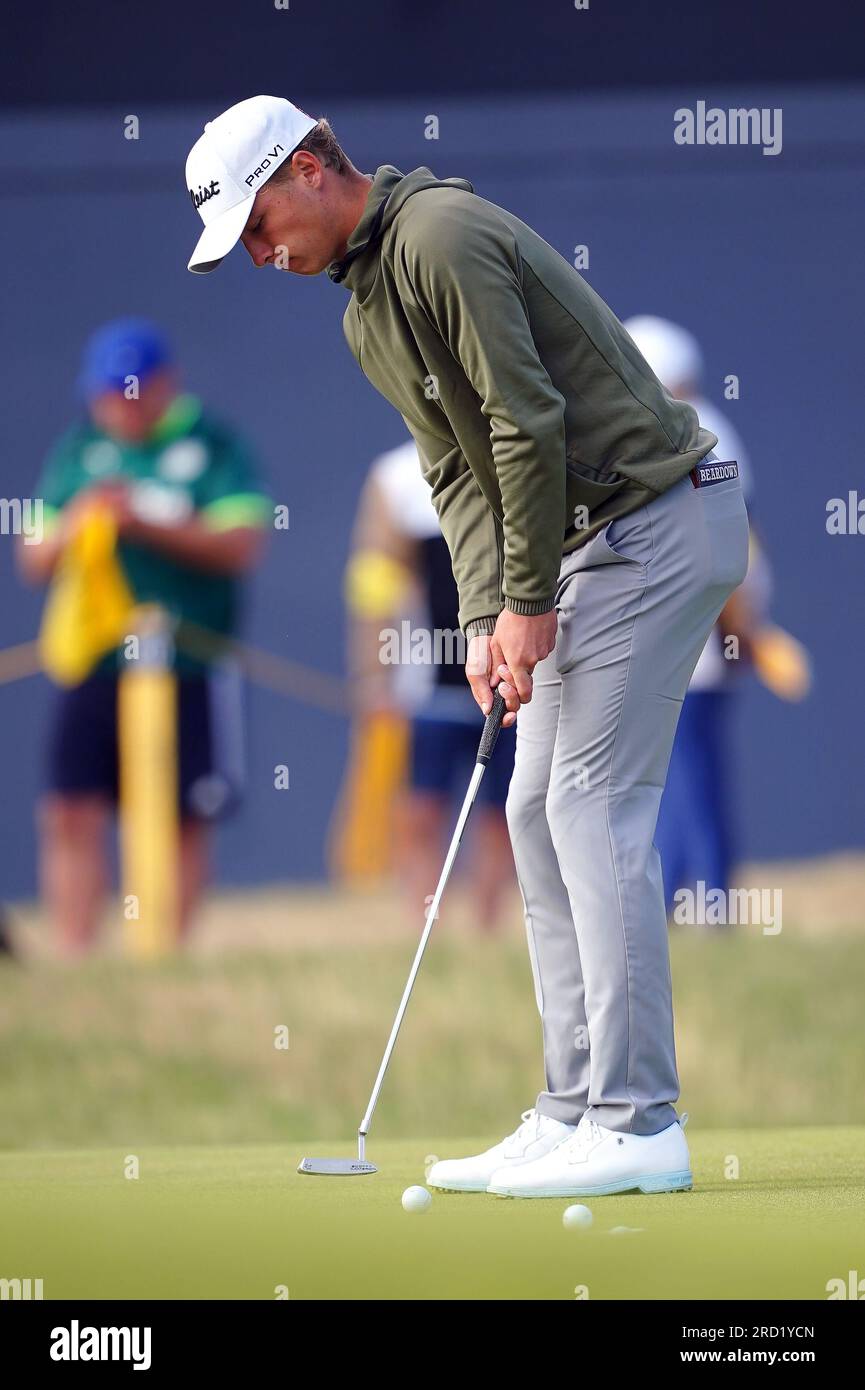 Germany's Tiger Christensen on the 2nd green during a practice round ...