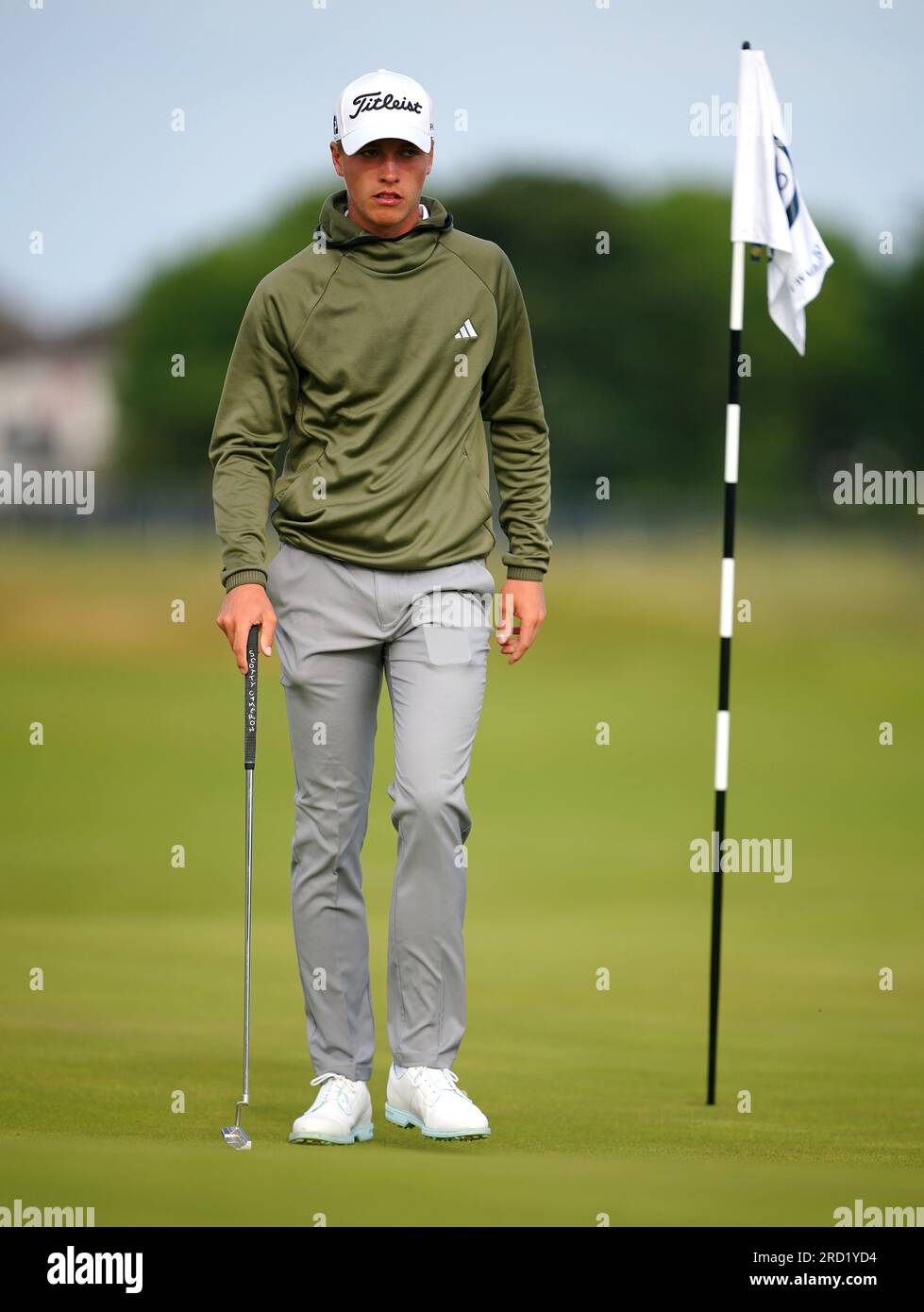 Germany's Tiger Christensen on the 2nd green during a practice round ...