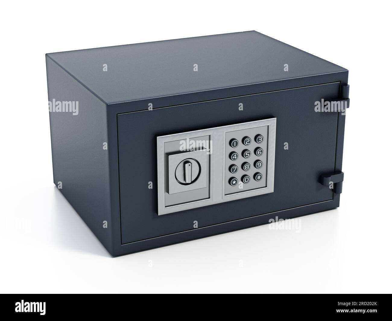 Wall safe with digital keypad isolated on white background. 3D ...