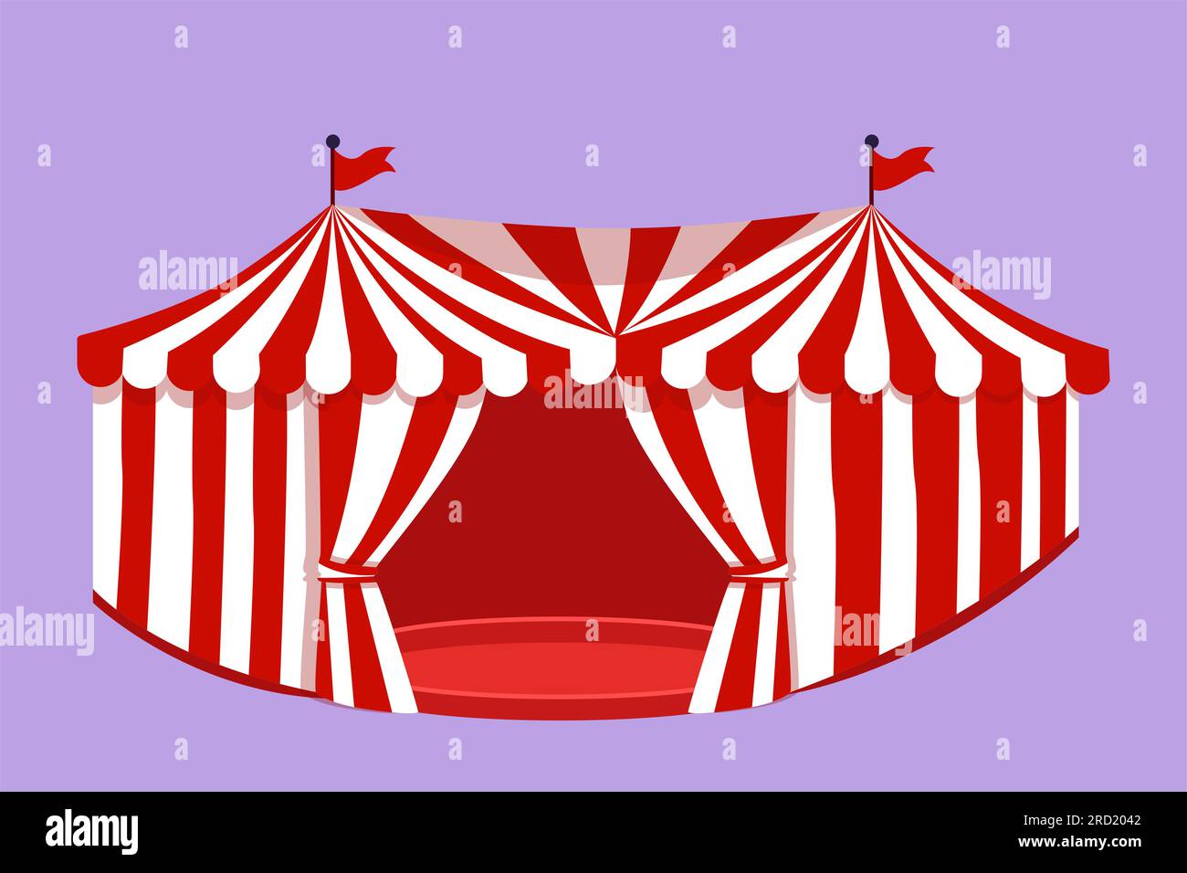 Cartoon flat style drawing of two circus tents together with stripes ...