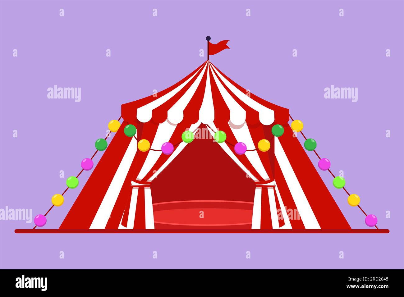 Graphic flat design drawing circus tent in shape of triangle with ...