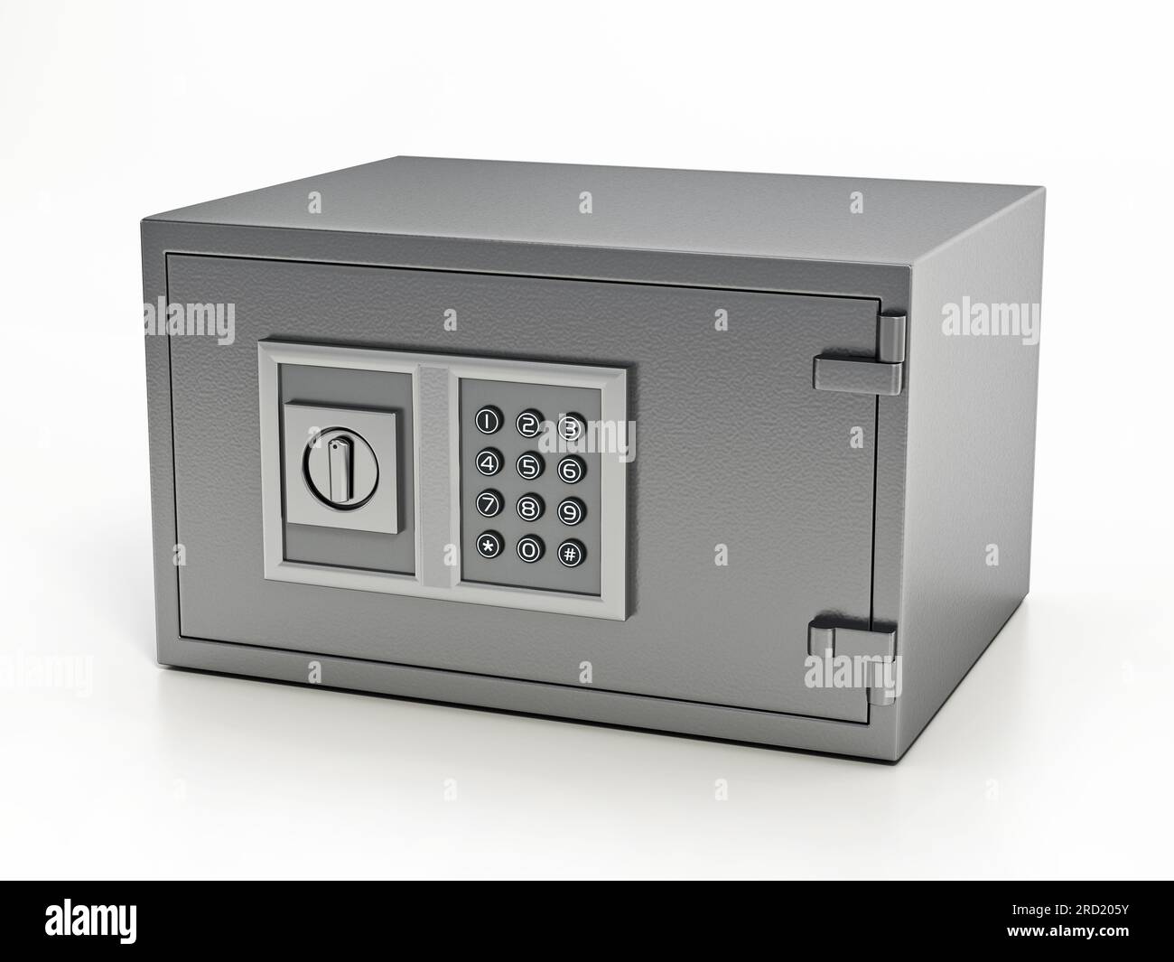 Wall safe with digital keypad isolated on white background. 3D ...