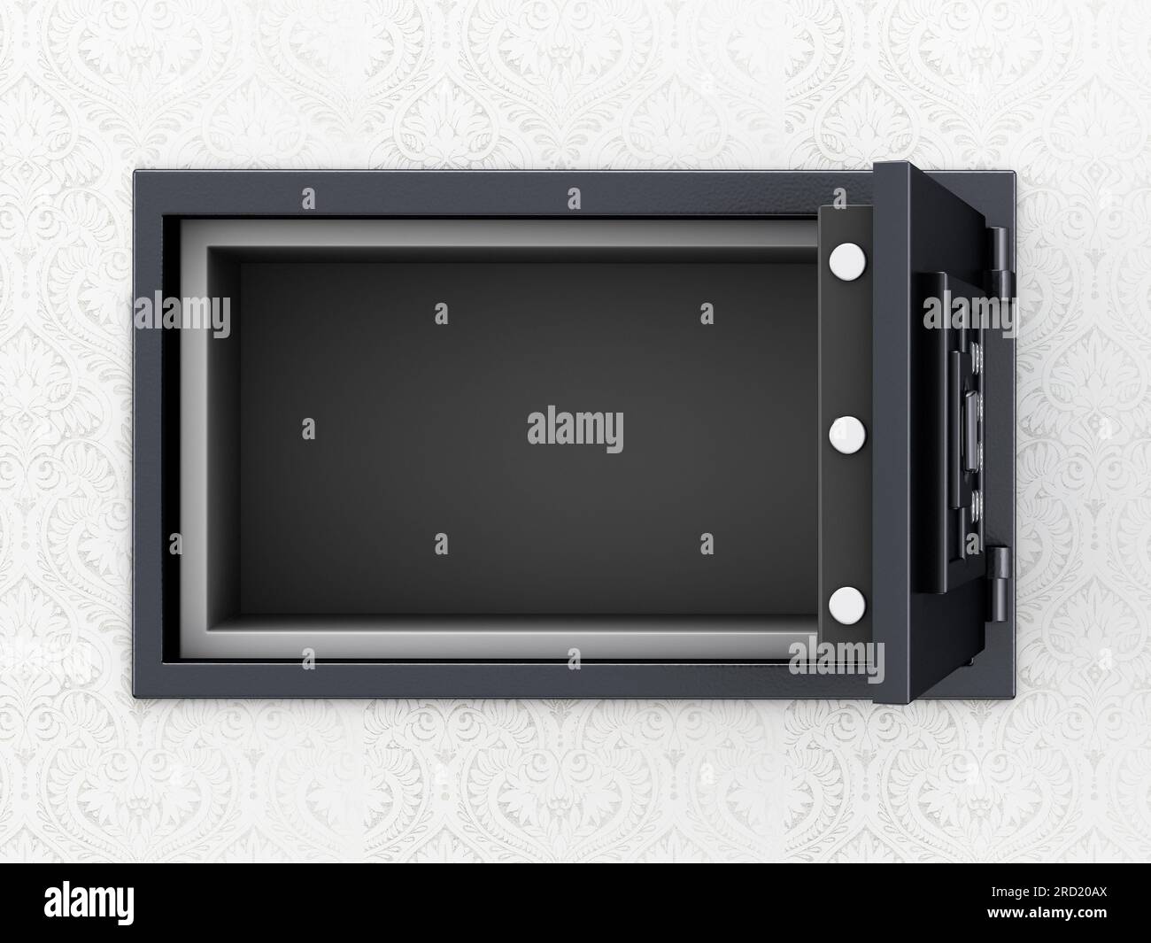 Wall safe with digital keypad isolated on white background. 3D ...