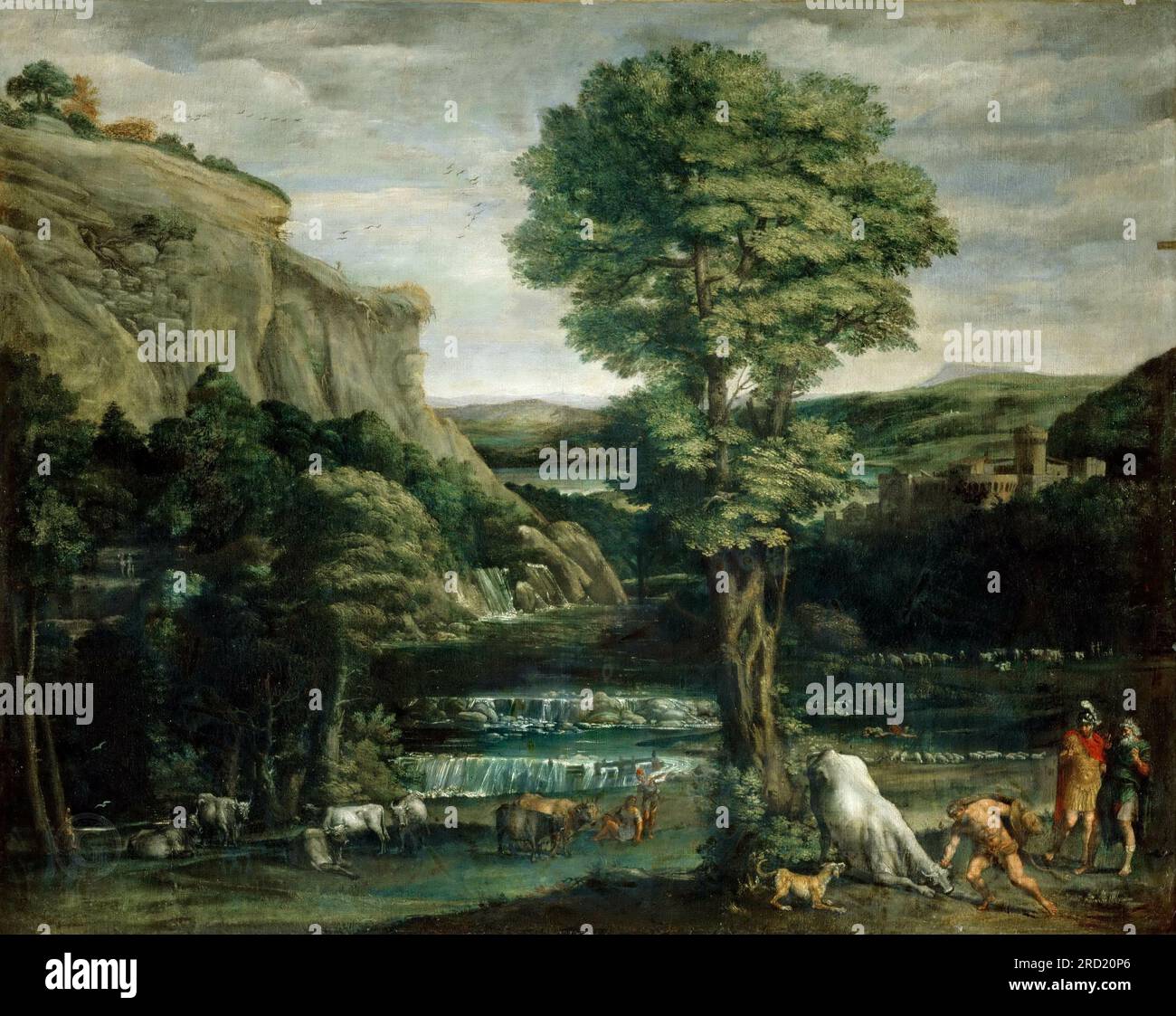 Domenichino -- Landscape with Hercules fighting Achelous changed into a ...