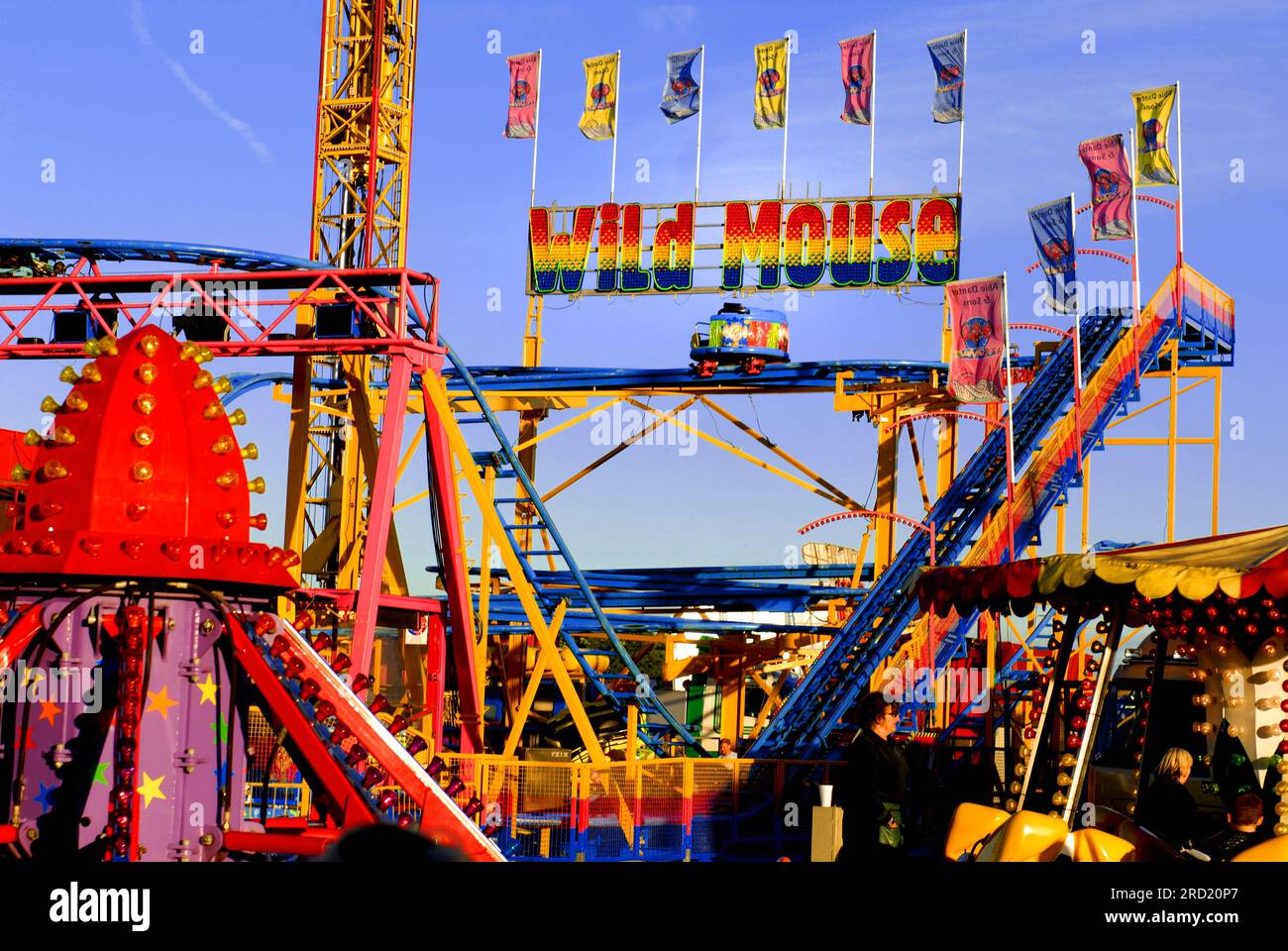 Wild Mouse roller coaster at The Hoppings funfair, Newcastle upon Tyne ...