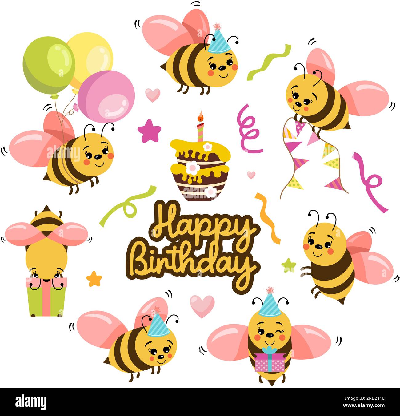 Cute bee set funny Cut Out Stock Images & Pictures - Alamy