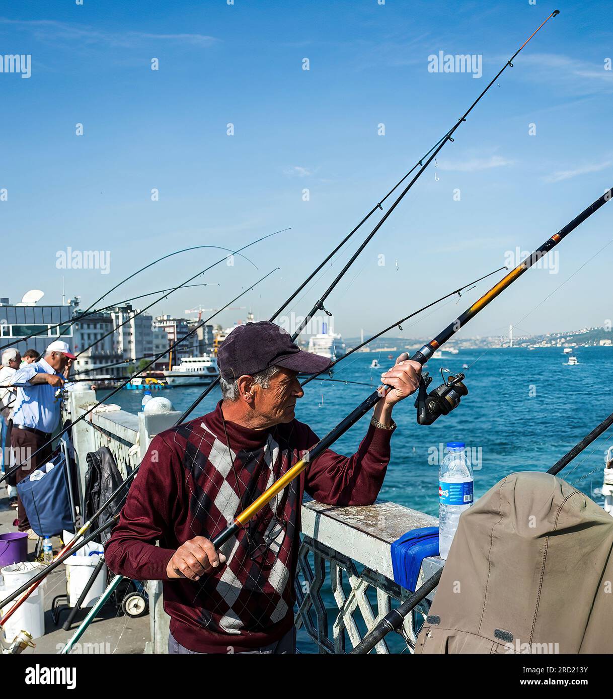 Galata bridge fishing Stock Photo - Alamy