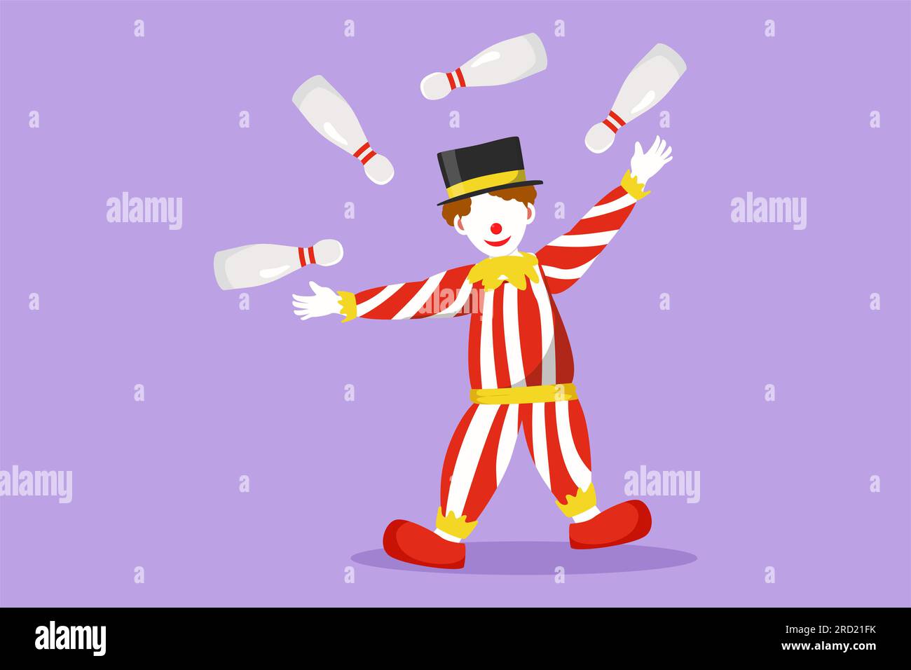 Graphic Flat Design Drawing Male Clown Juggling Bowling Pin The
