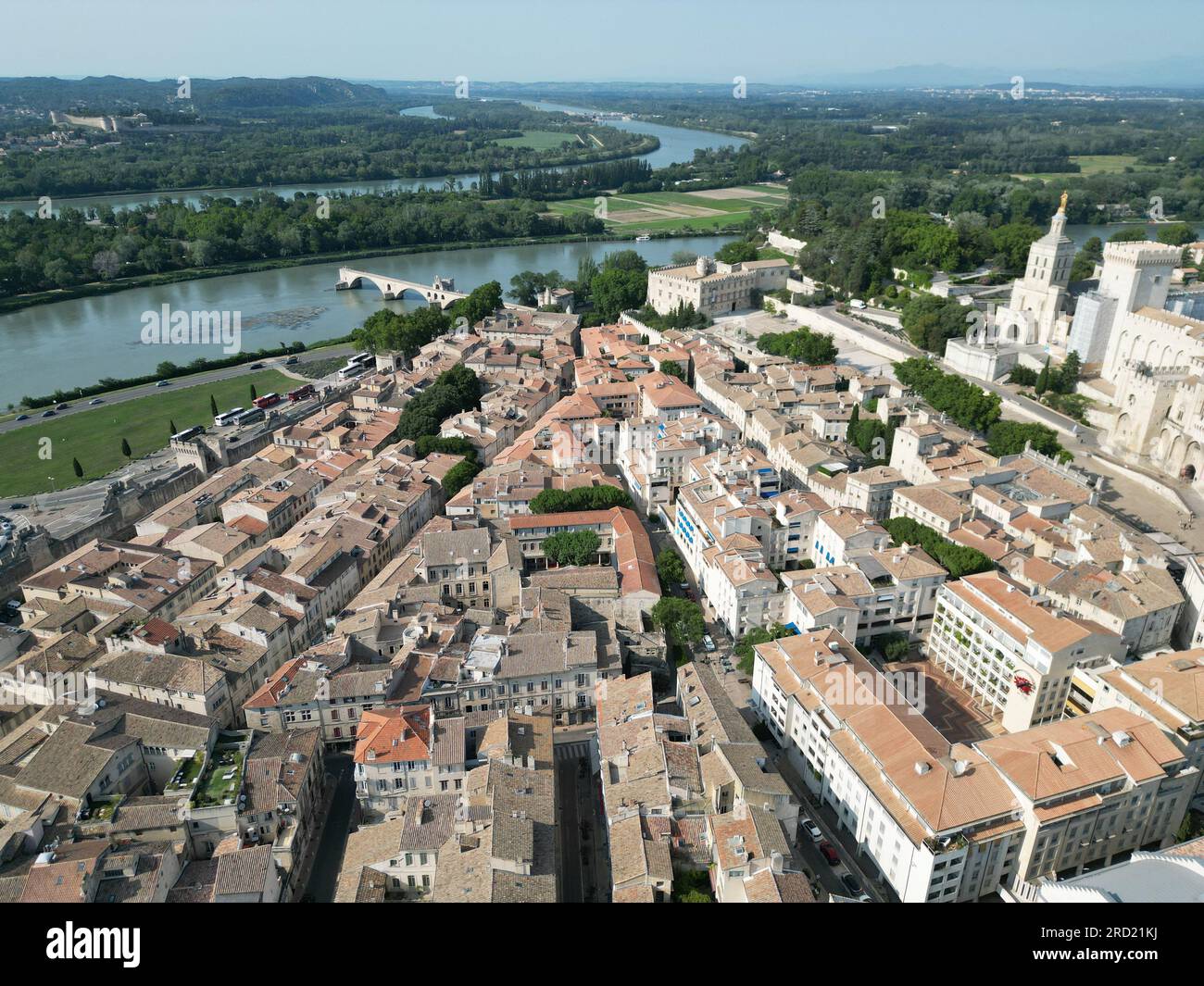 Avignon France aerial drone .Old town centre Stock Photo - Alamy