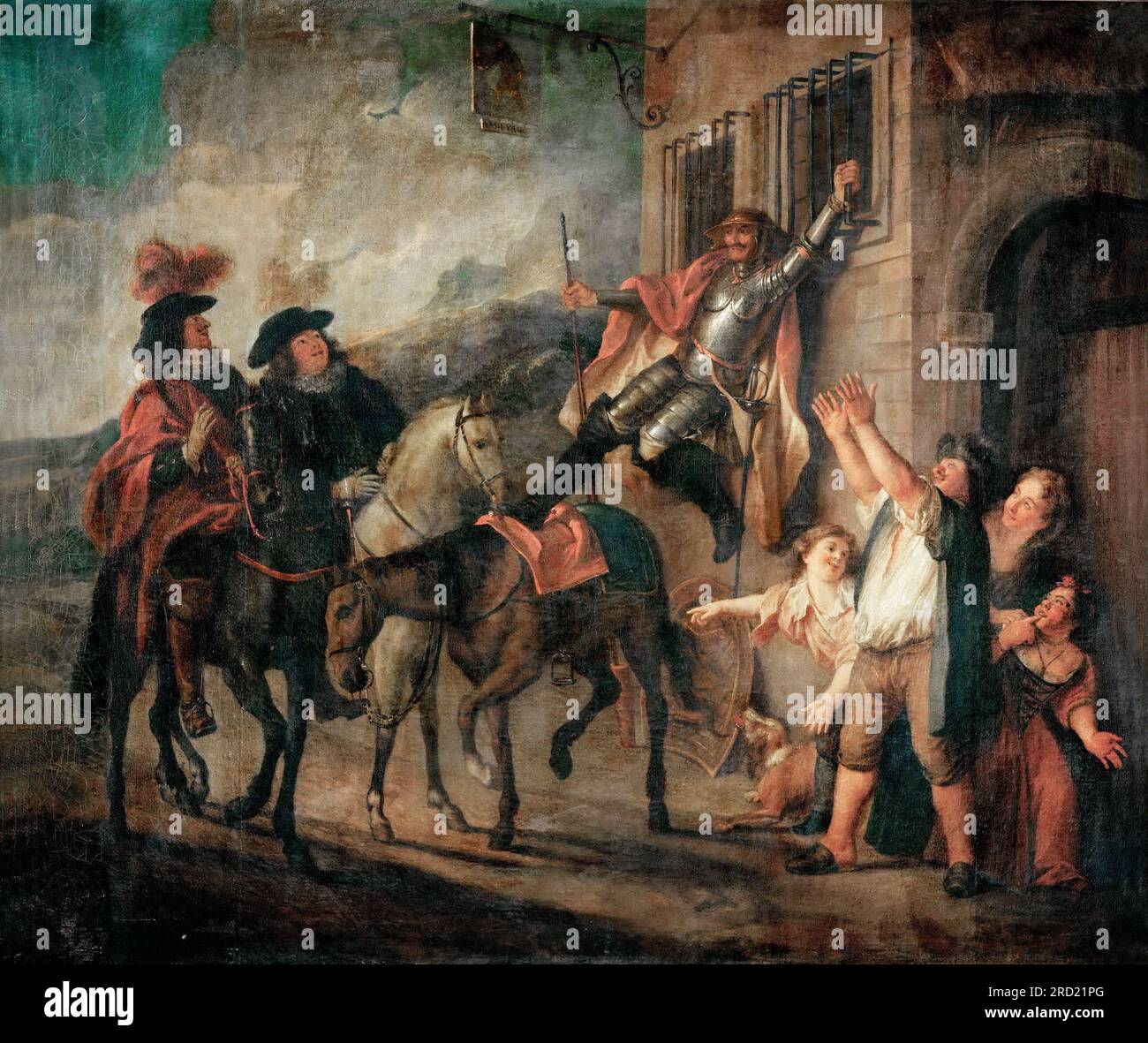 Charles-Antoine Coypel -- Don Quixote strapped to a window 124х147 ...