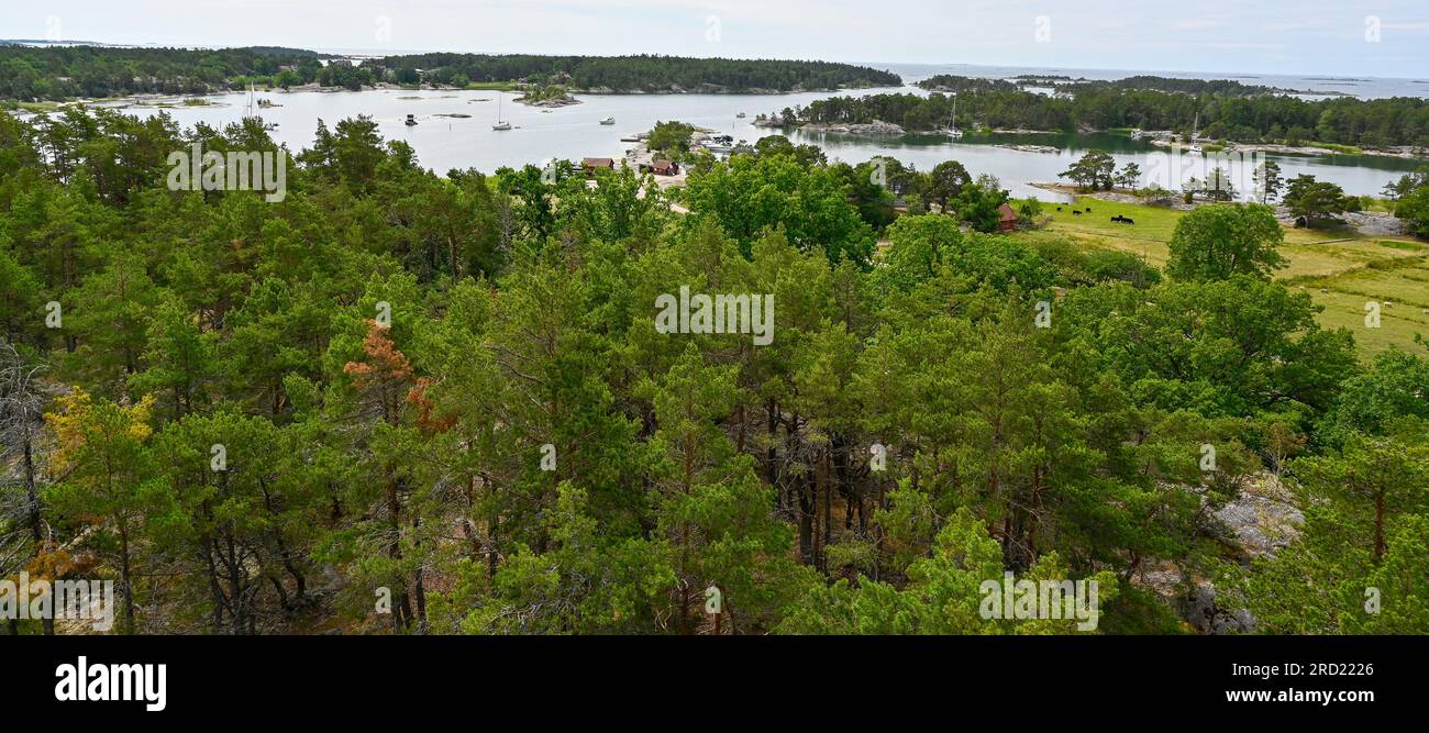 Standing in tower overlooking Nykoping archipelago july 15 Stock Photo ...