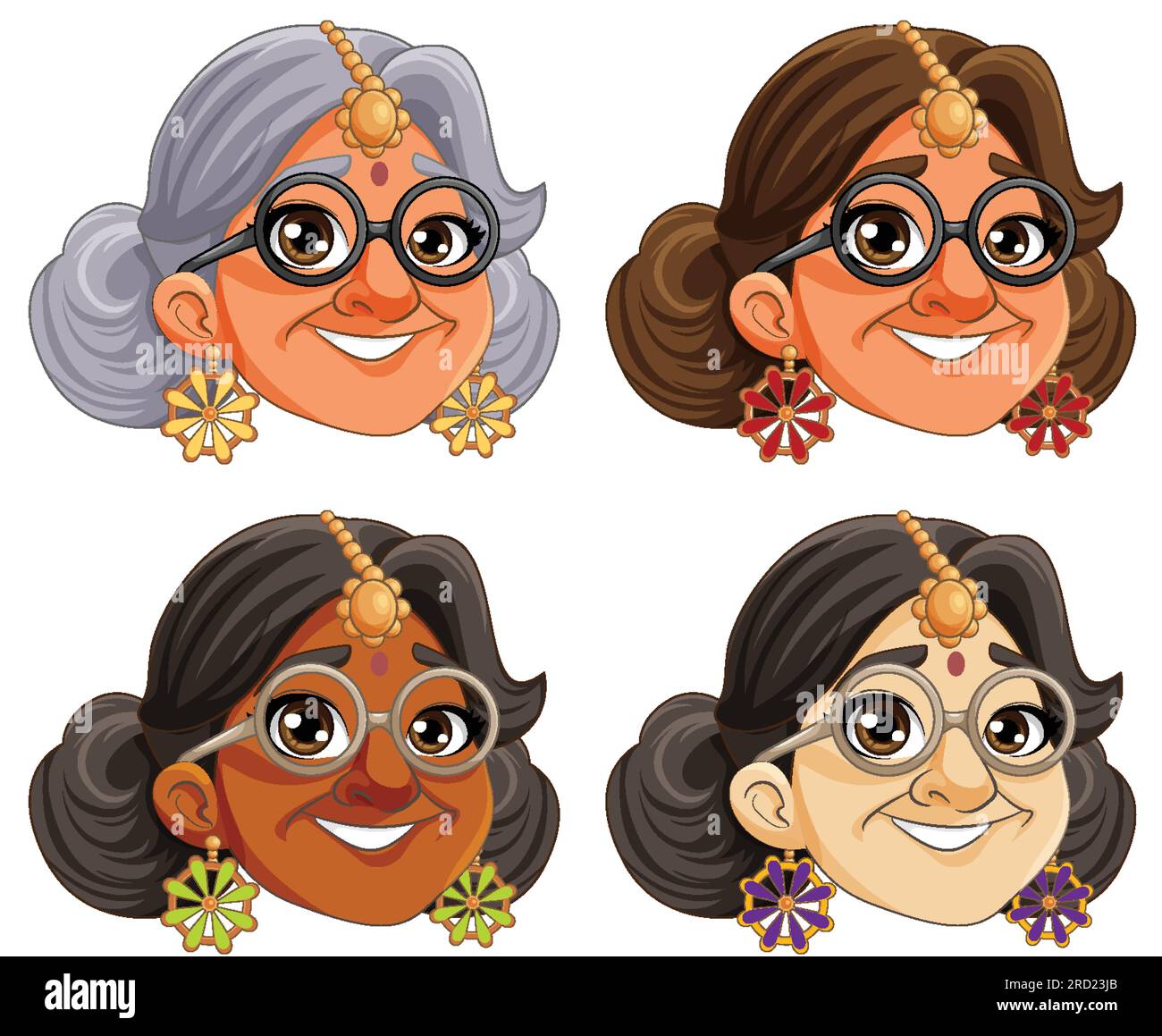 Set of Indian cartoon character face smiling illustration Stock Vector ...
