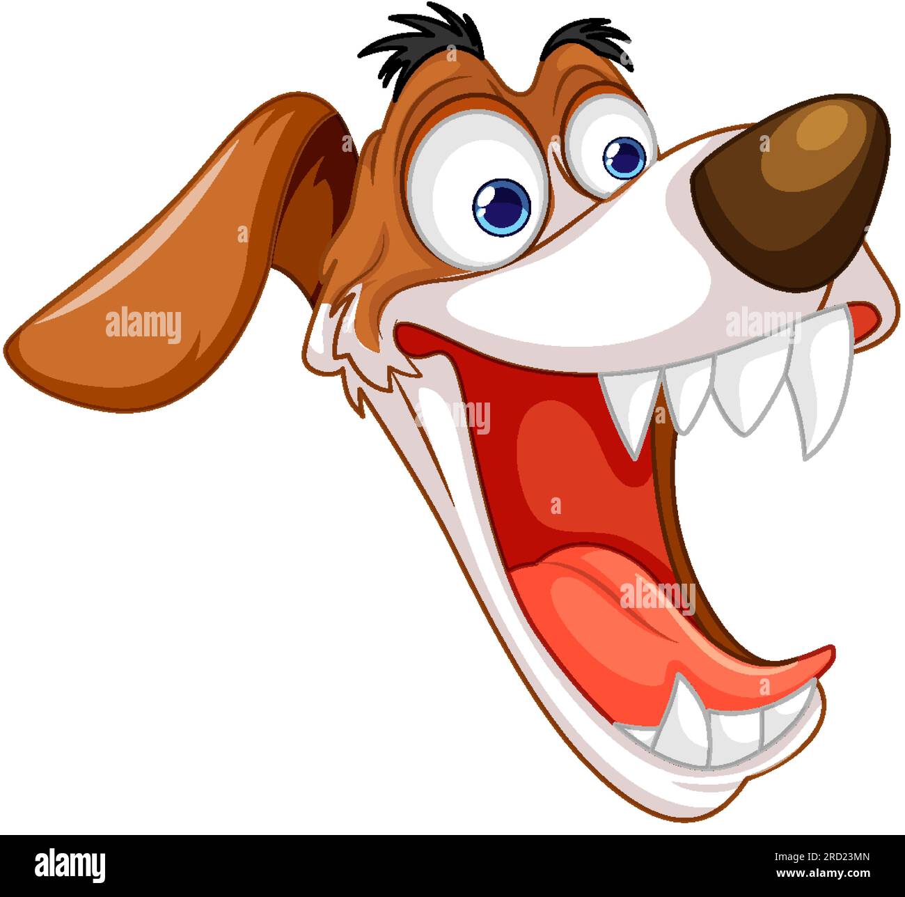Cute playful crazy dog cartoon head illustration Stock Vector Image ...