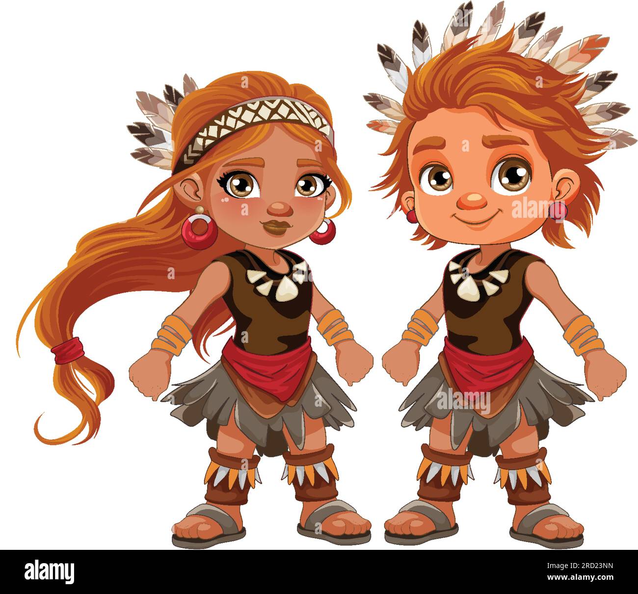 Native American couple cartoon character illustration Stock Vector ...
