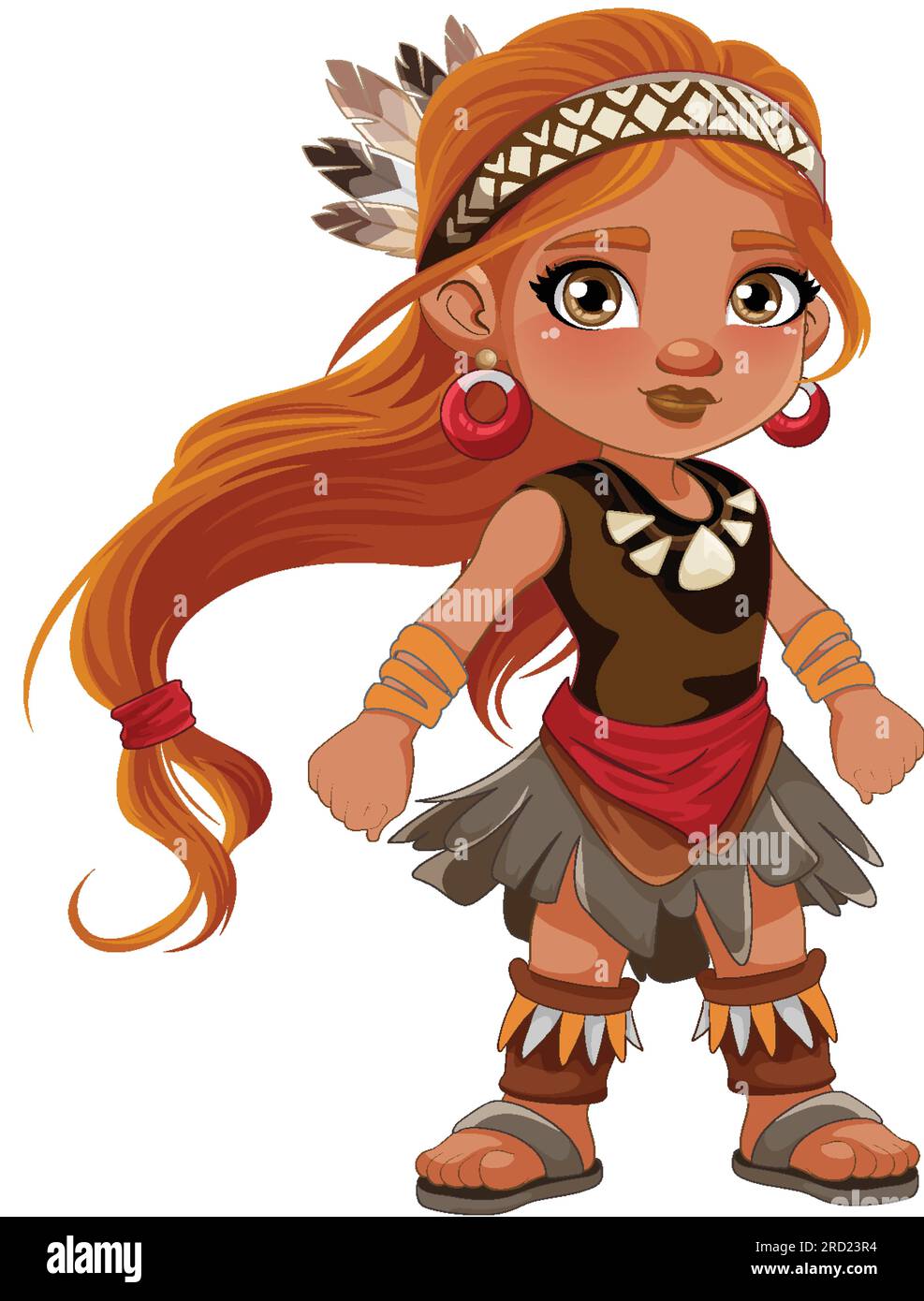 Cute female Native American cartoon character illustration Stock Vector ...