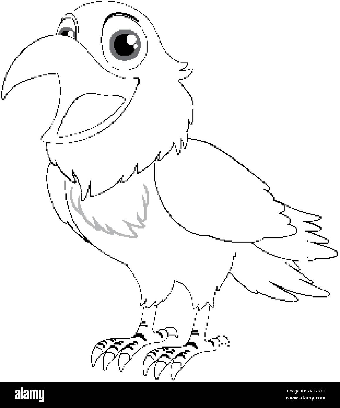 Outline of a smiling raven cartoon isolated on a white background ...