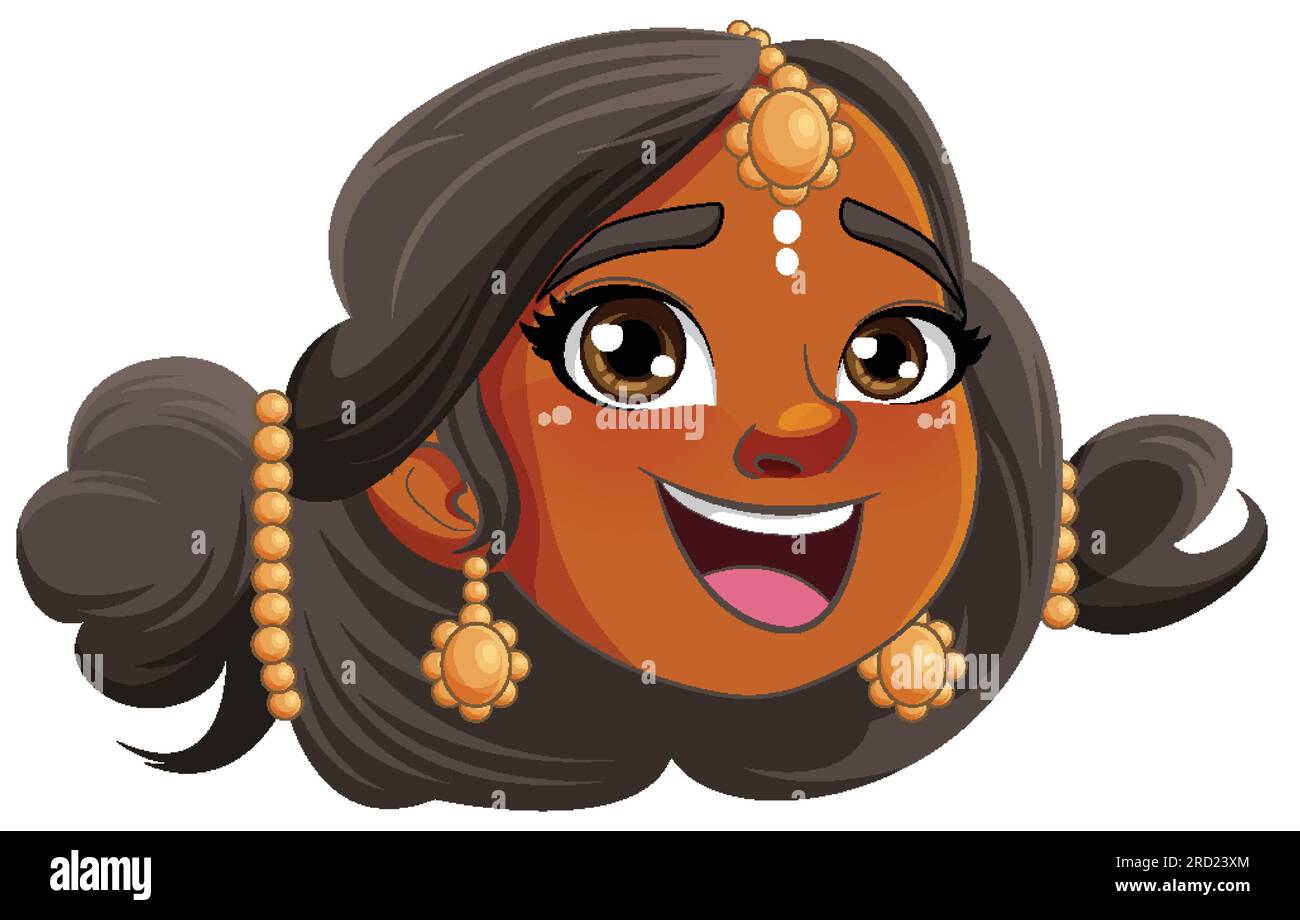 Indian woman cartoon character face smiling illustration Stock Vector ...