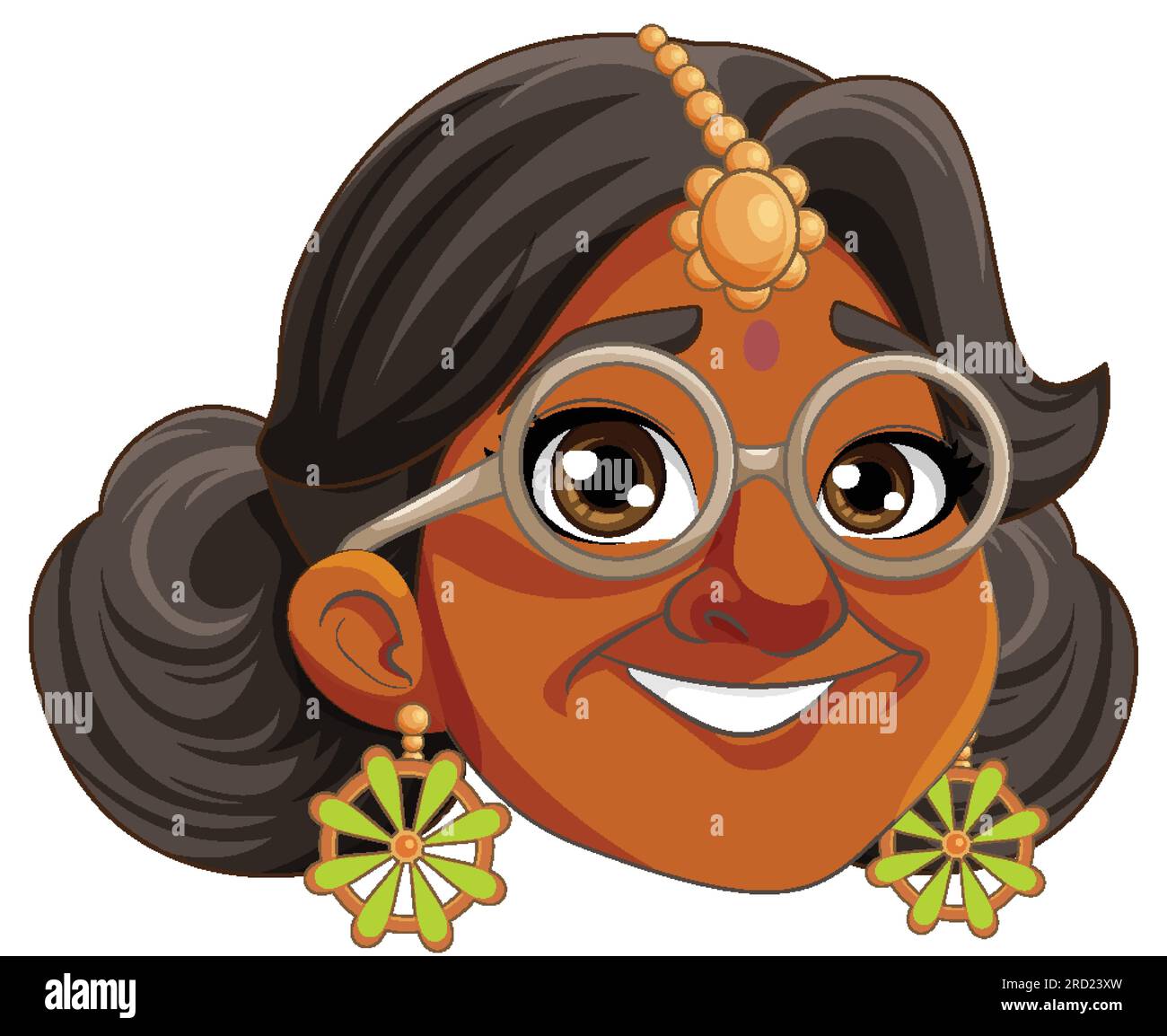 Indian woman cartoon character face smiling illustration Stock Vector ...