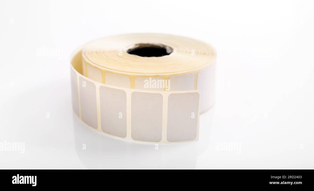 Barcode sticker roll for product price isolated on white background ...