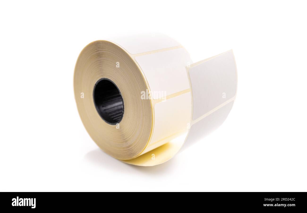 Barcode sticker roll for product price isolated on white background ...