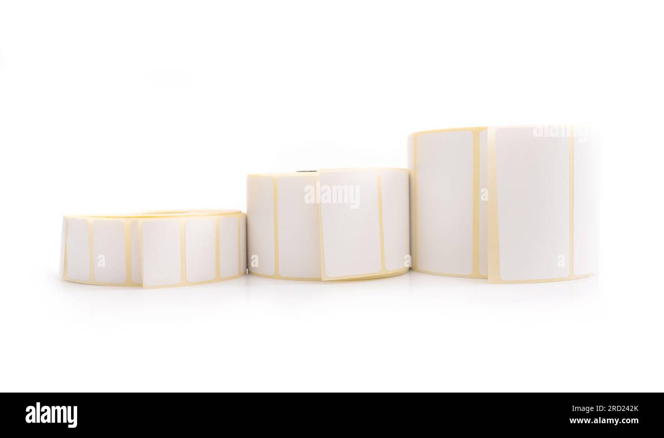Barcode sticker rolls set isolated on white background. Blank adhesive ...