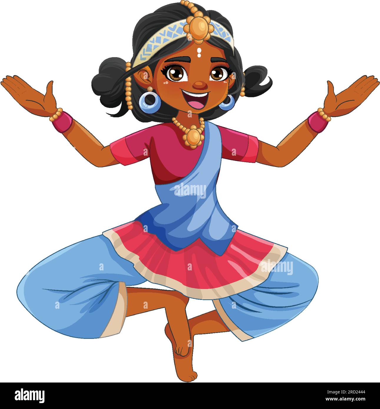 Indian cartoon characters in traditional cultural outfit illustration ...