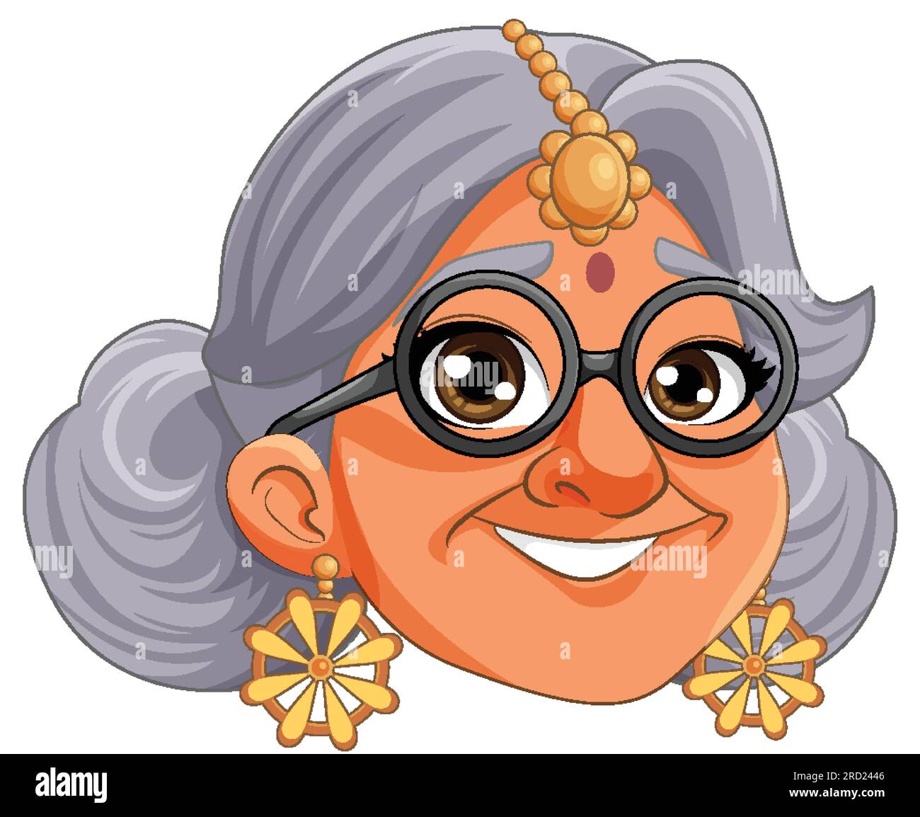 Indian woman cartoon character face smiling illustration Stock Vector ...