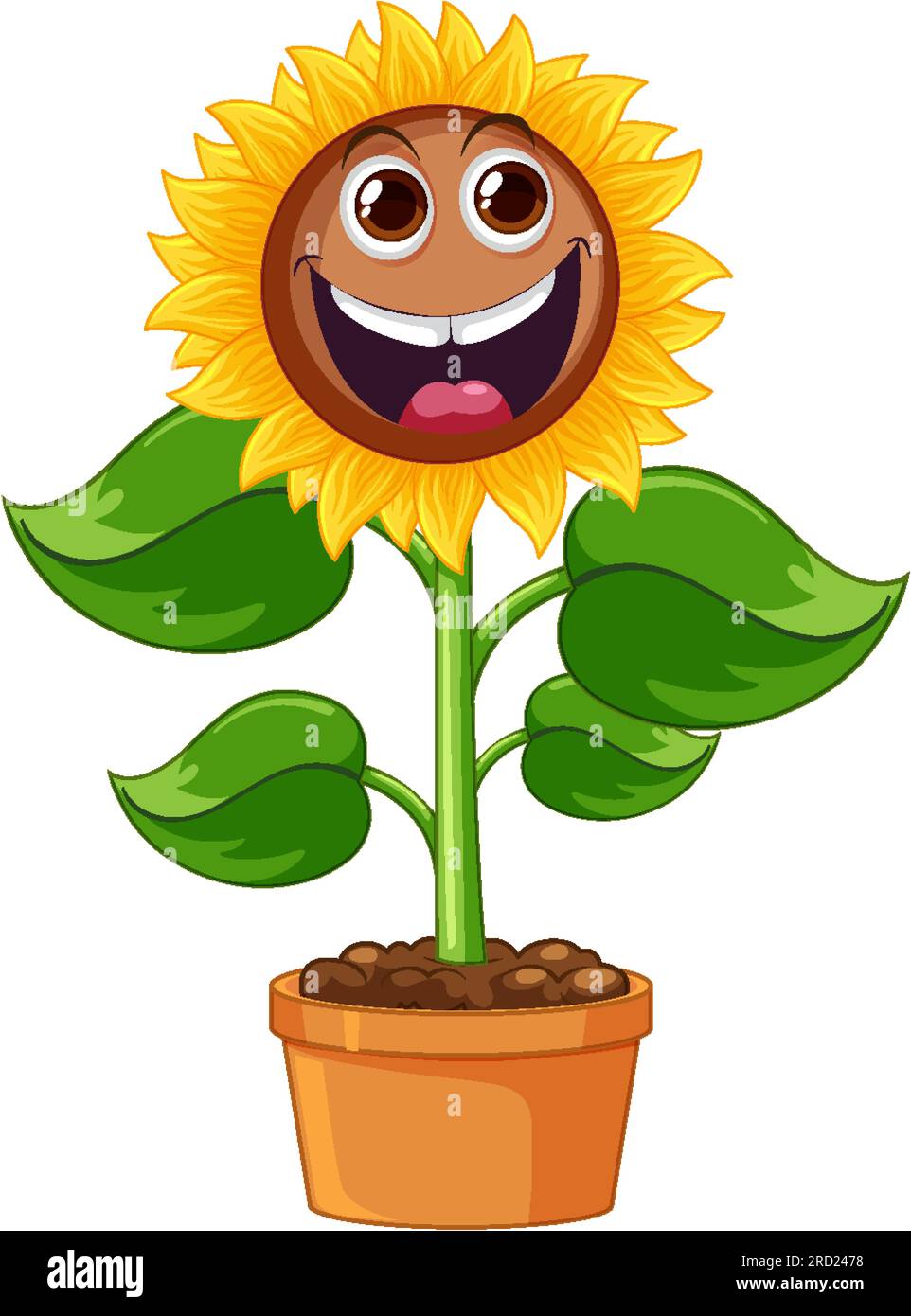 Sunflower plant in pot cartoon isolated illustration Stock Vector Image ...