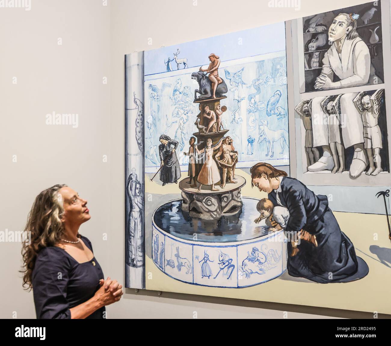 London, UK. 18th July, 2013. A member of staff who posed for artist (by ...