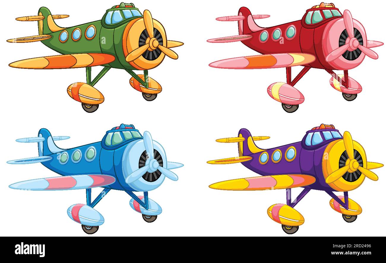 Cute vintage aircraft cartoon illustration Stock Vector Image & Art - Alamy