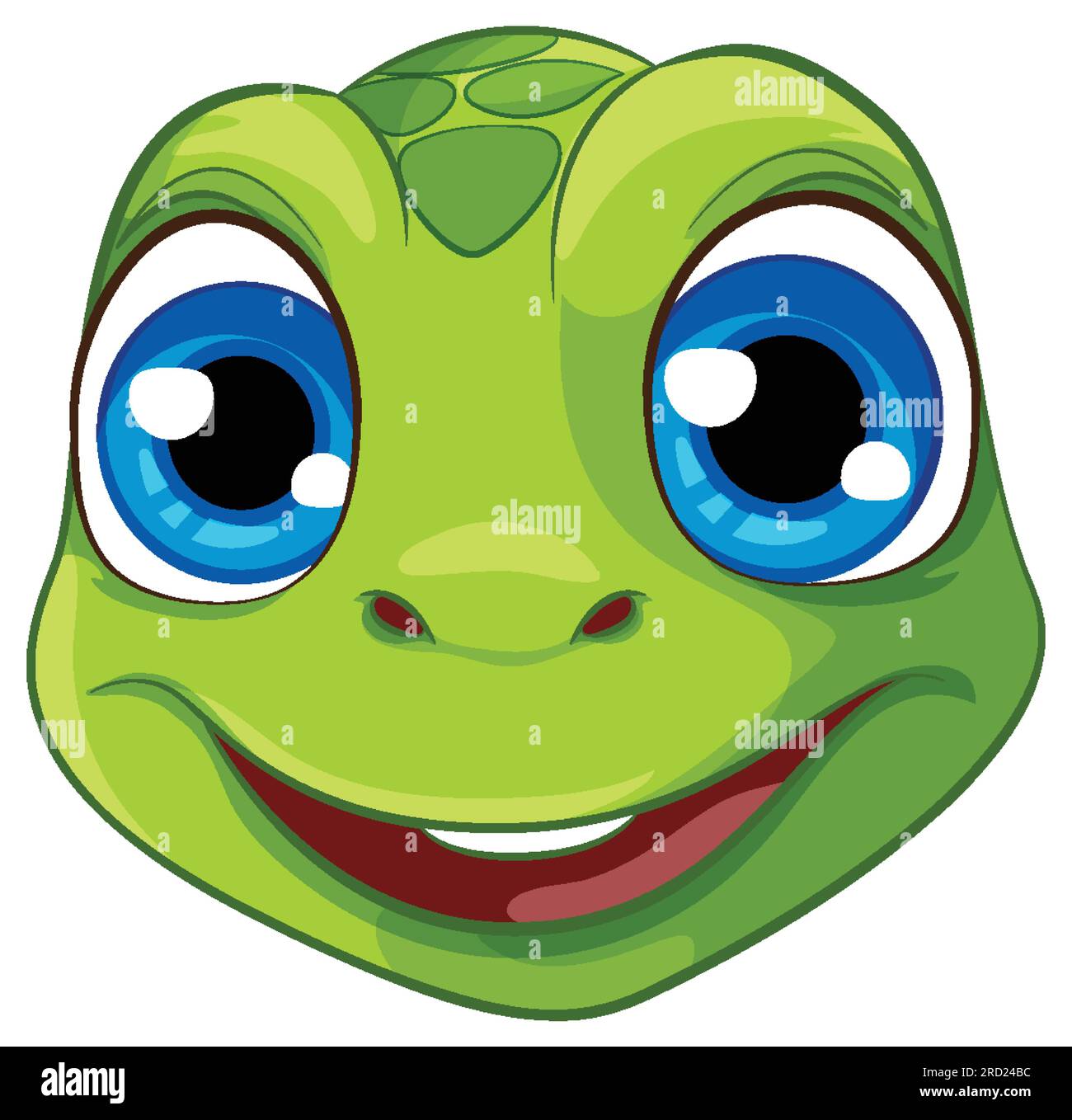 A vector cartoon illustration of a smiling turtle face isolated on a ...