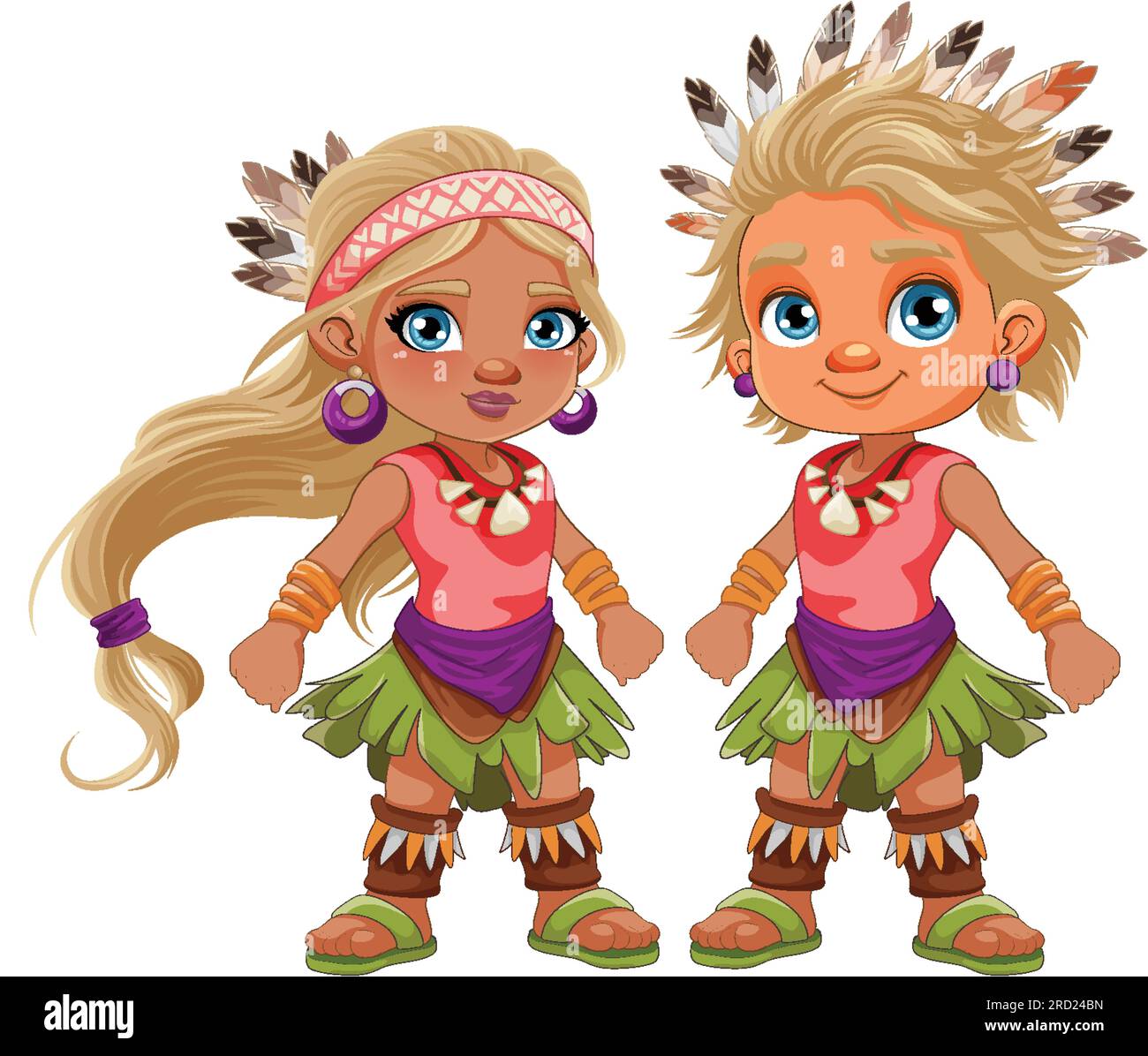 Native American couple cartoon character illustration Stock Vector ...