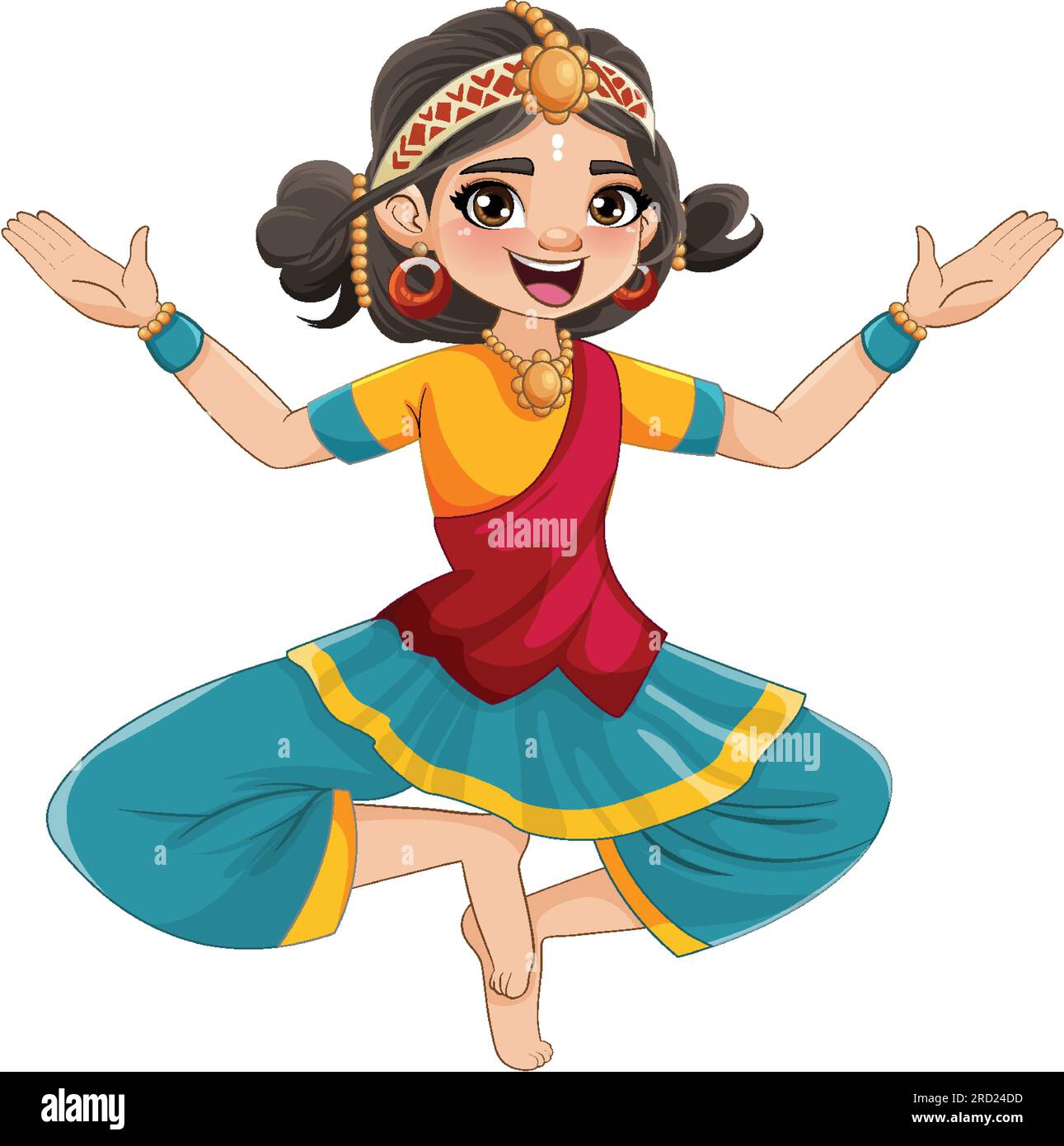 Indian cartoon characters in traditional cultural outfit illustration ...