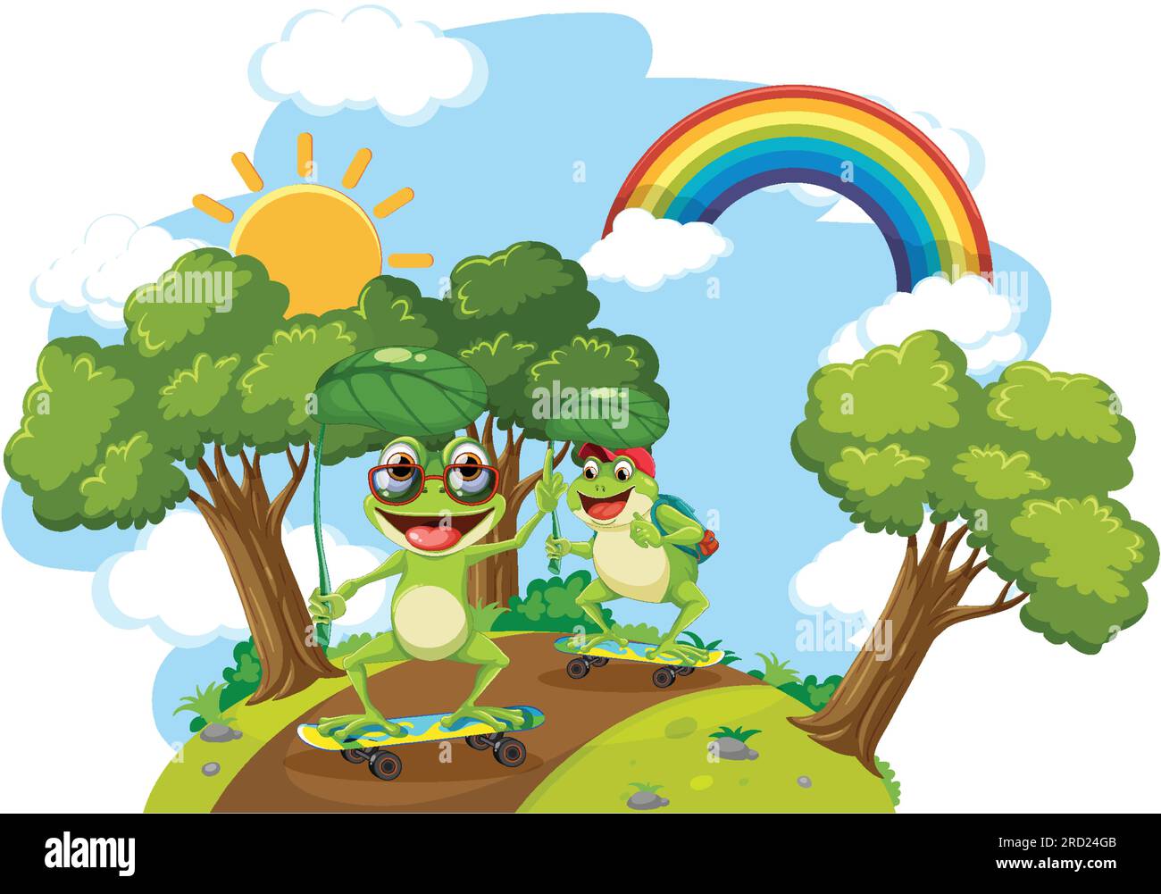Happy Frog on Skateboard illustration Stock Vector Image & Art - Alamy