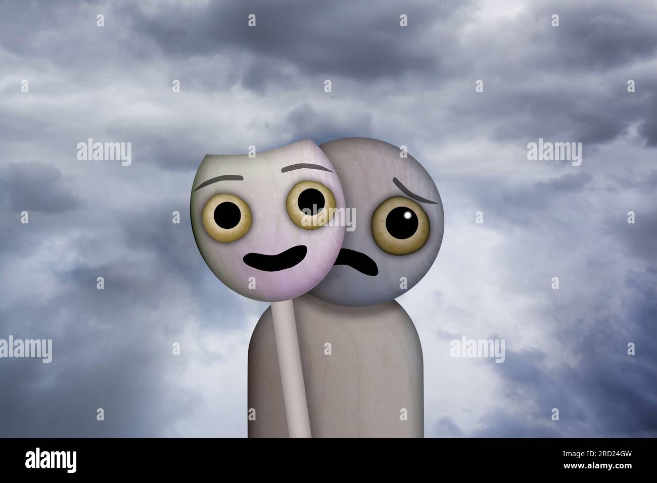 Mental health - choosing to wear an emotional happy mask to hide ...