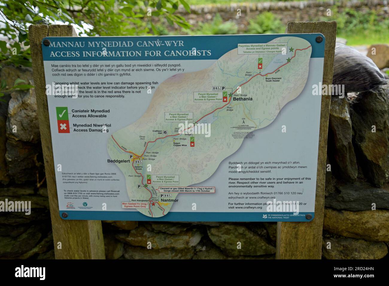Canoeists notice giving canoe access point information for the Afon ...