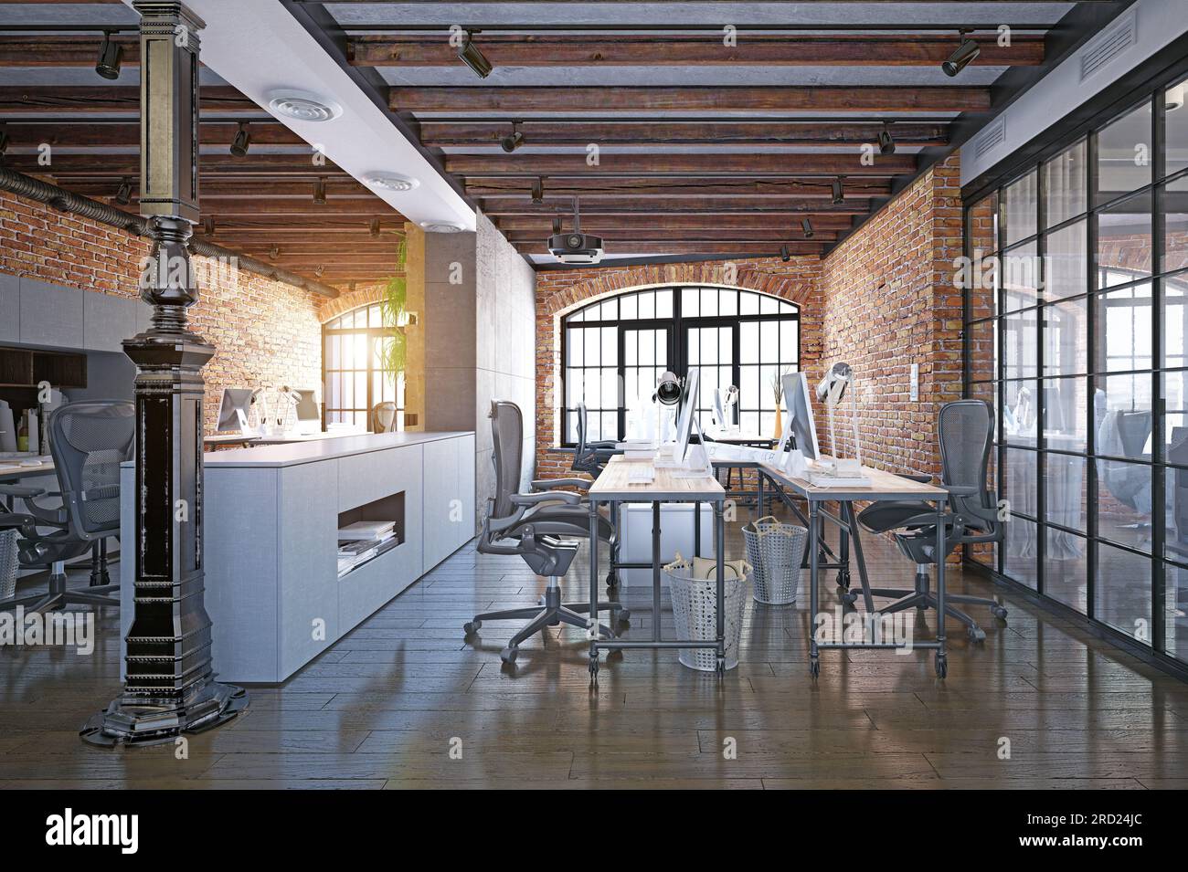 modern loft office interior Stock Photo - Alamy