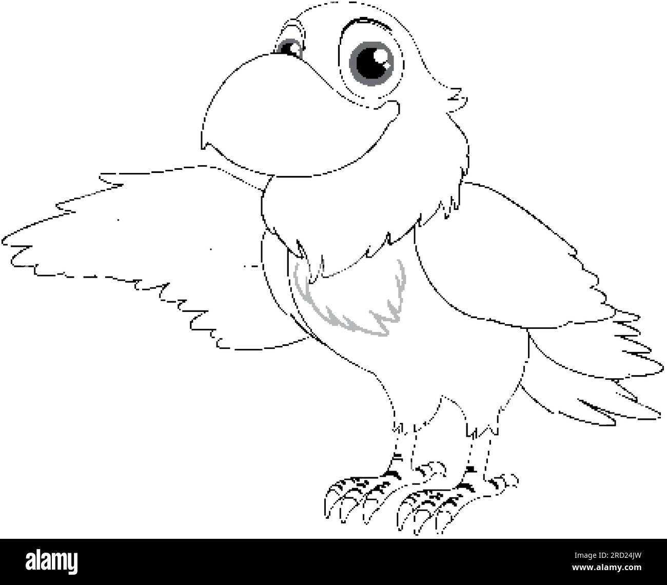 A cartoon illustration of a raven with one wing open, smiling and ...