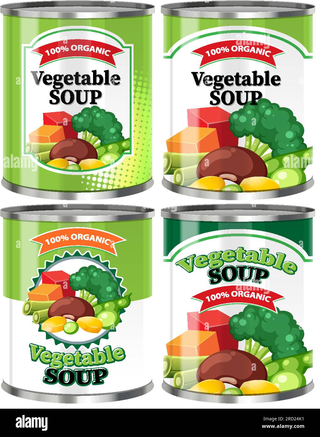 Vegetable Soup Food Cans Collection illustration Stock Vector Image ...