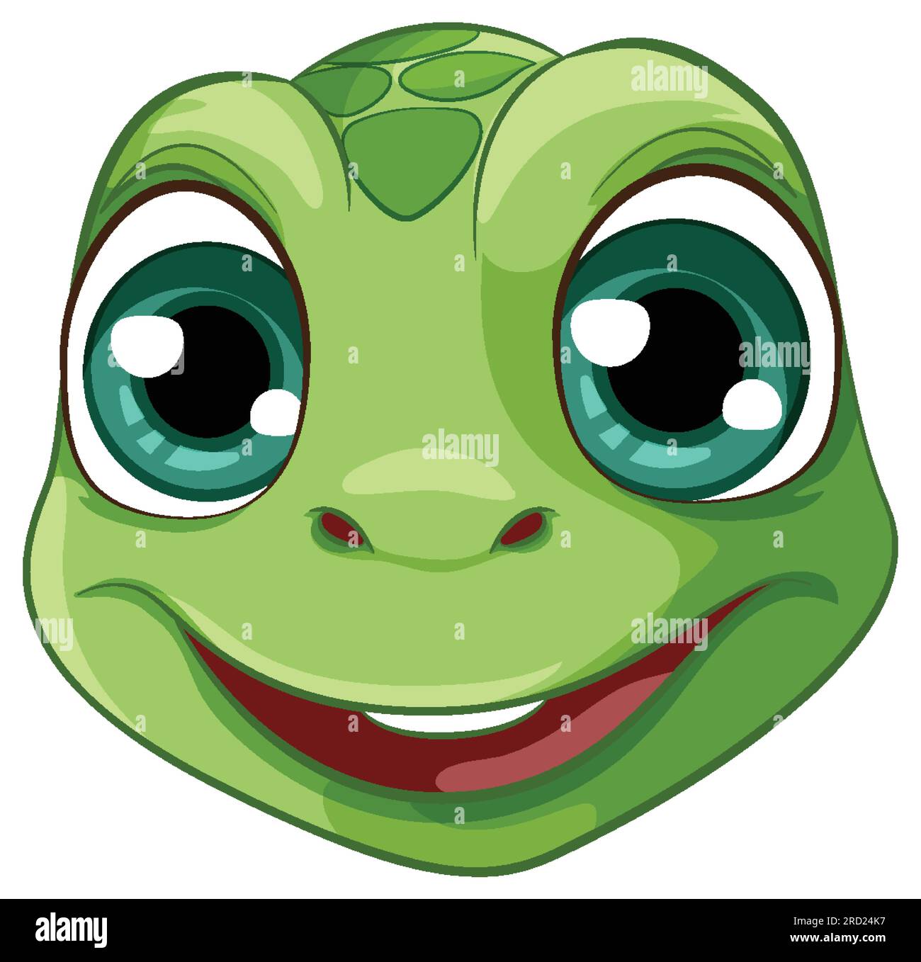 A cartoon illustration of a smiling turtle face isolated on a white ...