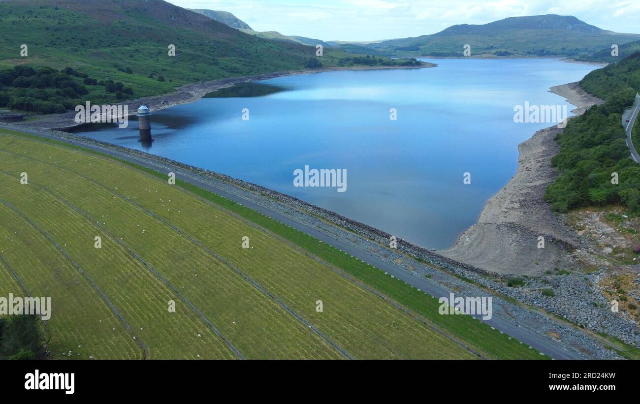 Drone photo of Llyn Celyn, reservoir created in 1965 by controversial ...